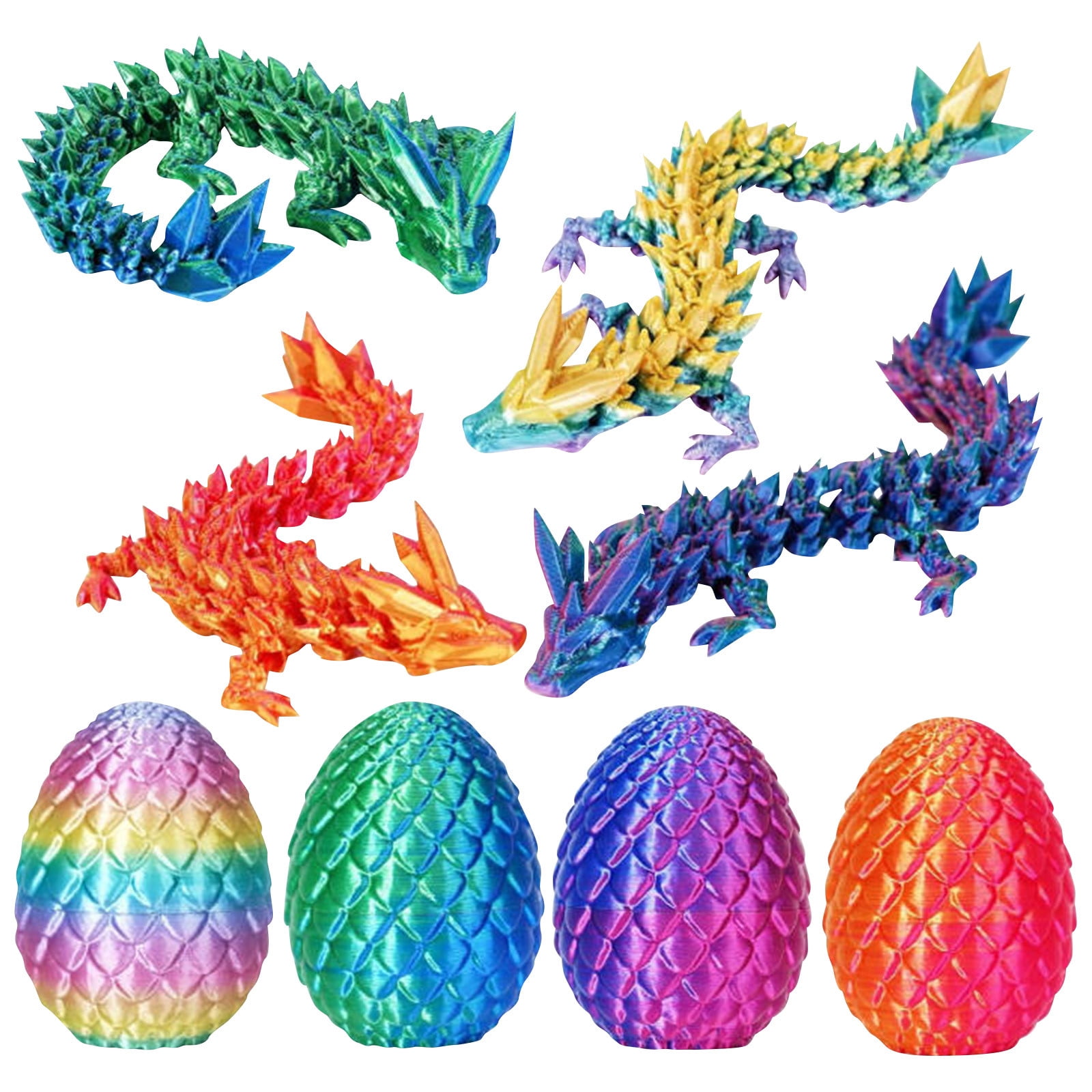 Colorful Dragon Figurines Set with Dragon Eggs, Fantasy Collectibles ...