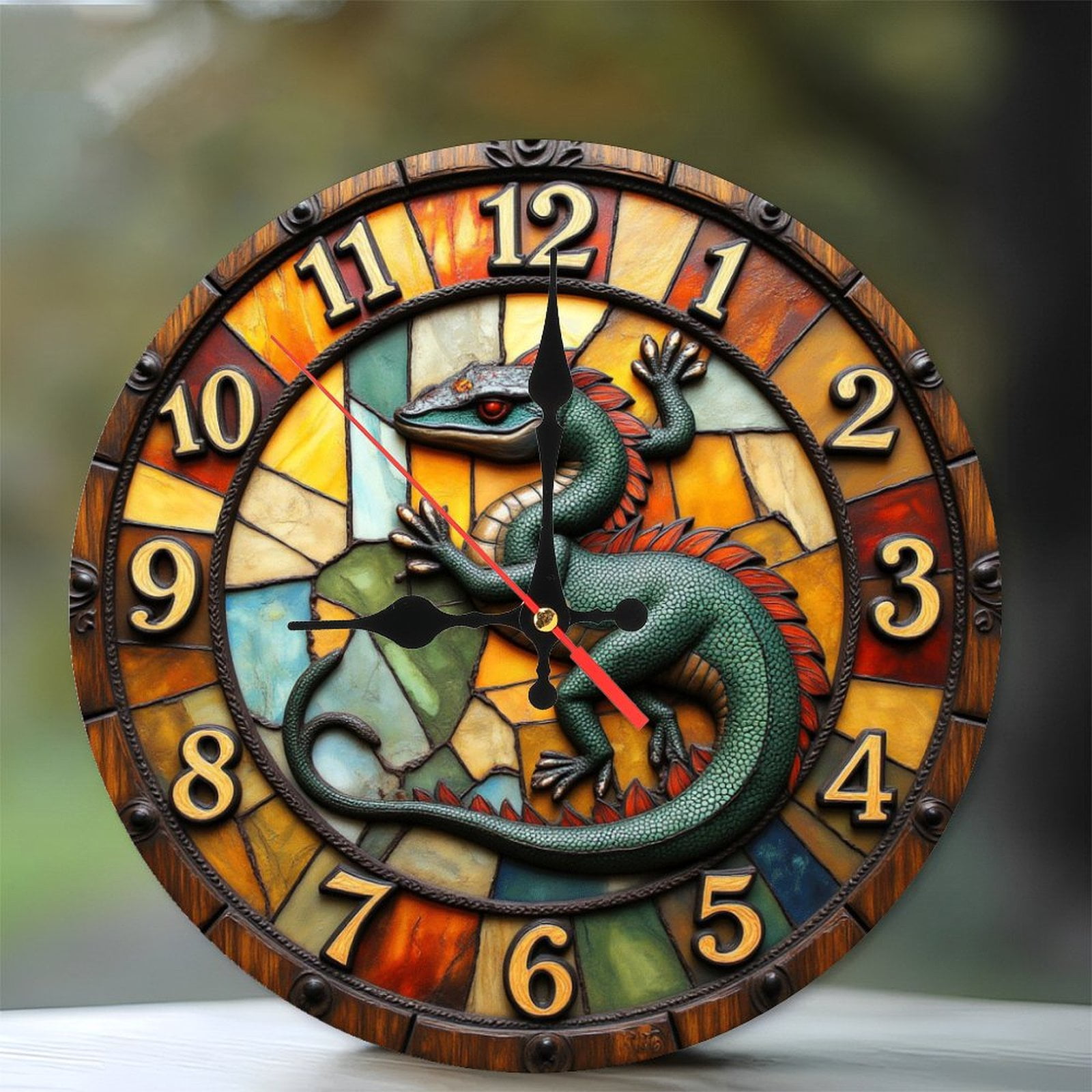 Colorful Dragon Wall Clock Home Decor 10-Inch Silent Wooden Wall Clock ...