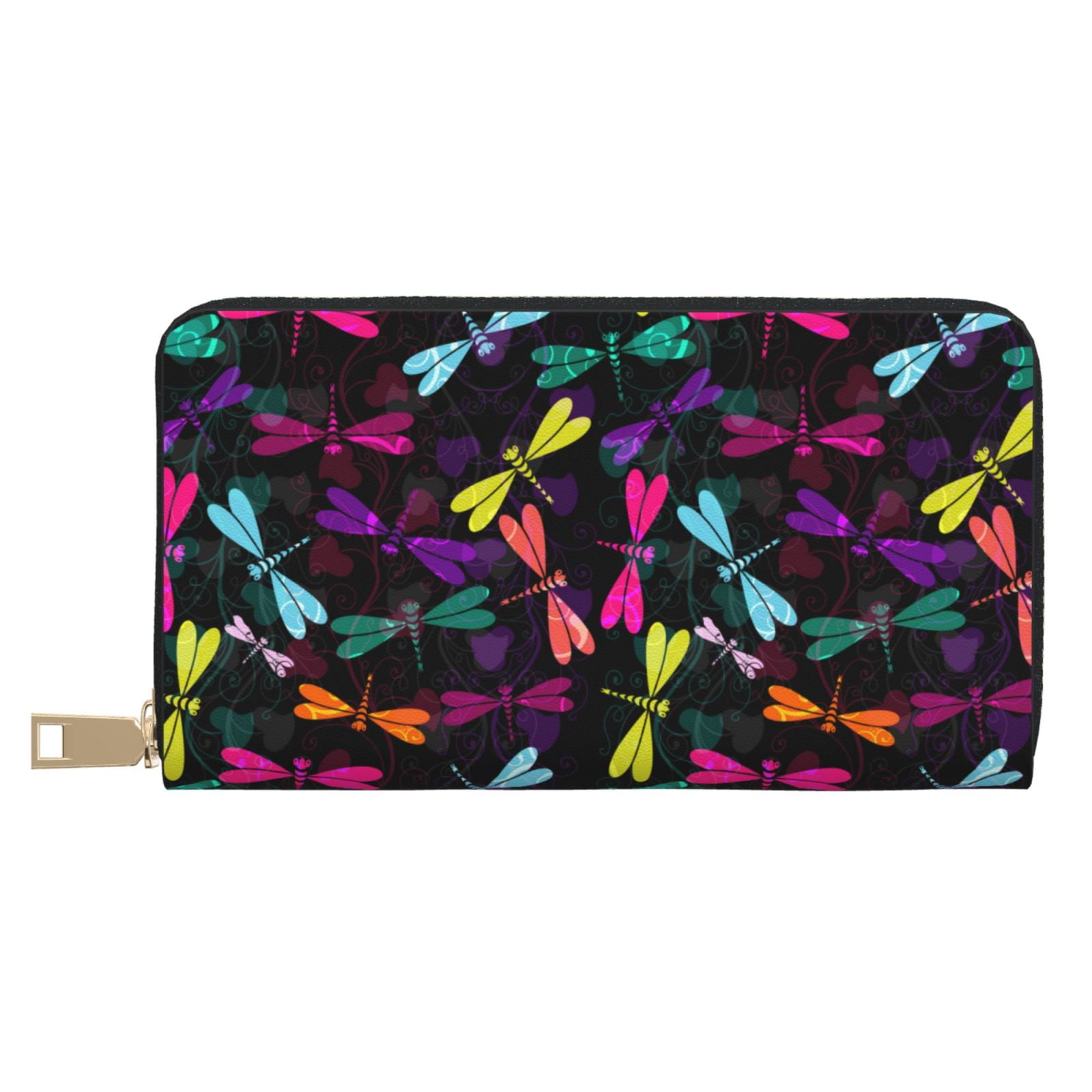 Colorful Dragonflies a Wallet Women, Leather Bifold Multi Card Wallet ...