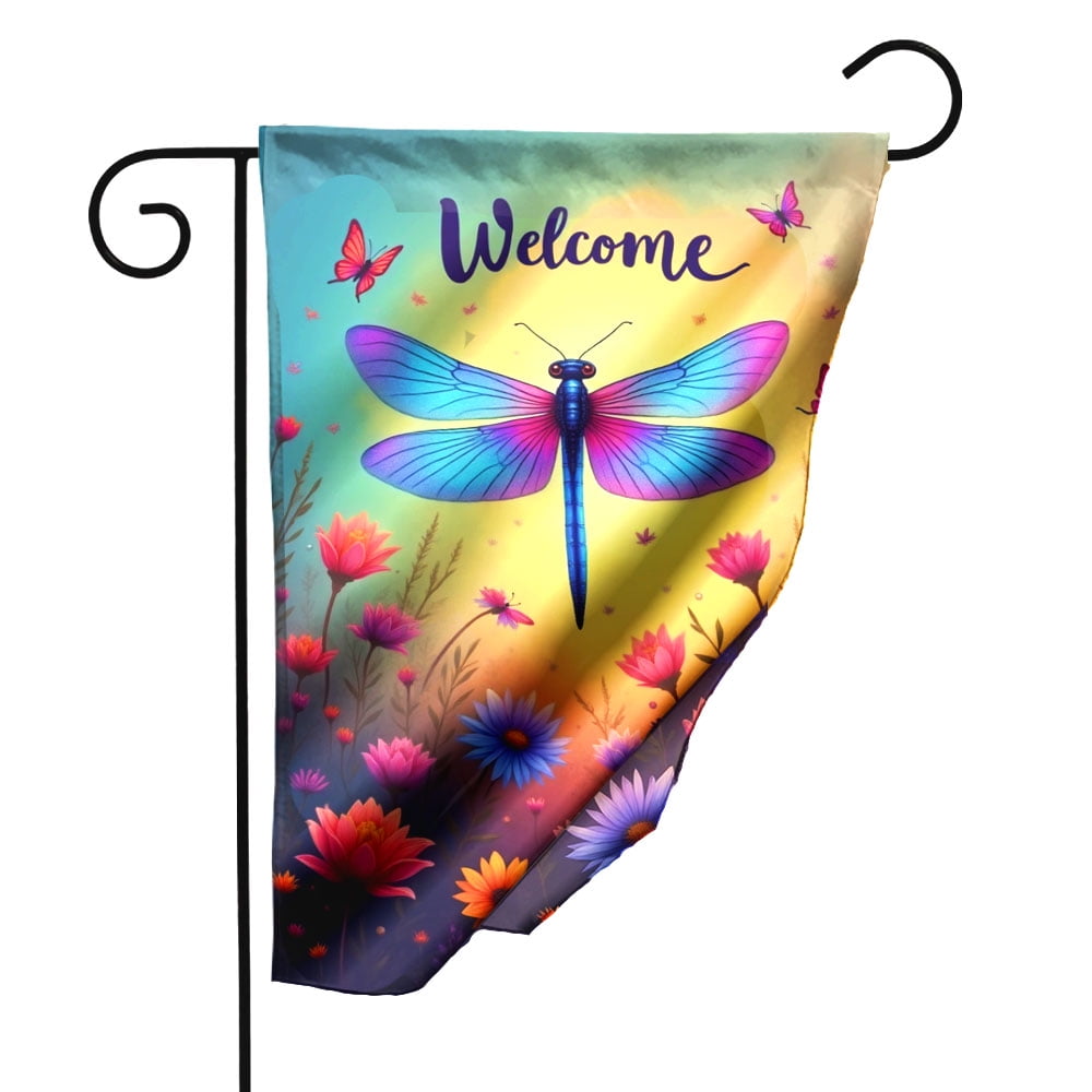 Colorful Dragonfly Garden Flag Double Sided Polyester Decorative ...