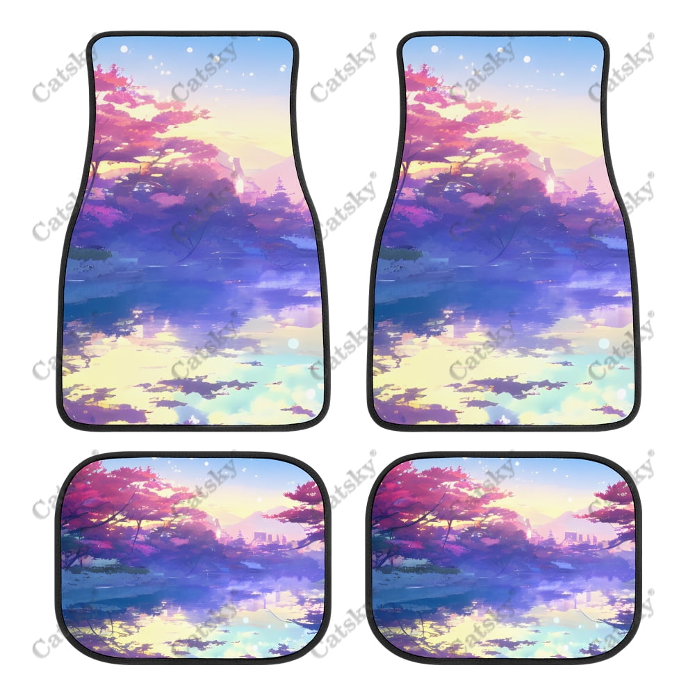 Colorful Drawing Sky Car Floor Mats 4-Piece Front & Rear Protection Set ...