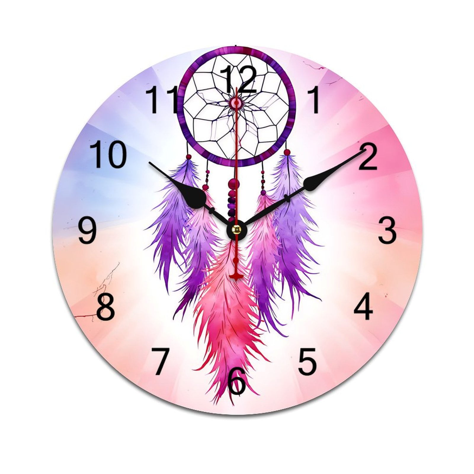 Colorful Dreamcatcher with Flowers And Feathers Printed Silent Wall ...