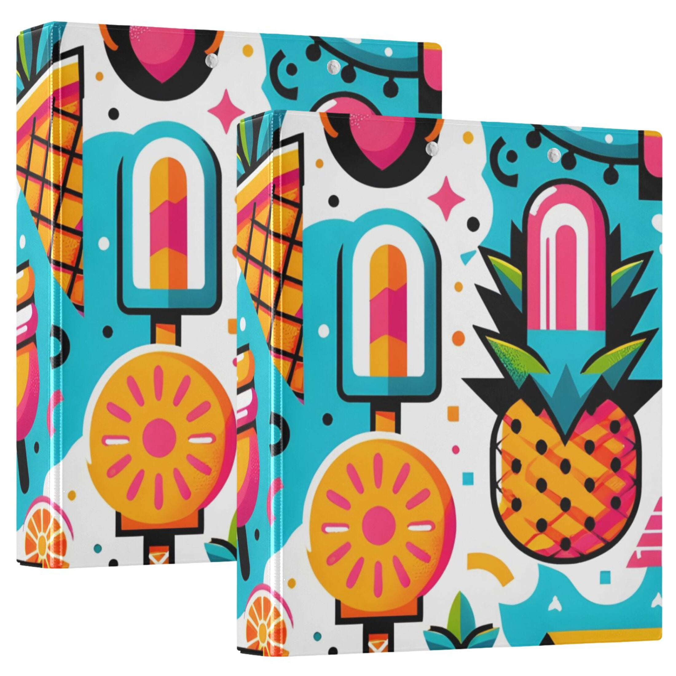 Colorful Drink Ice Cream 3 Ring Binders 1.5 inch Hardcover File Folders ...