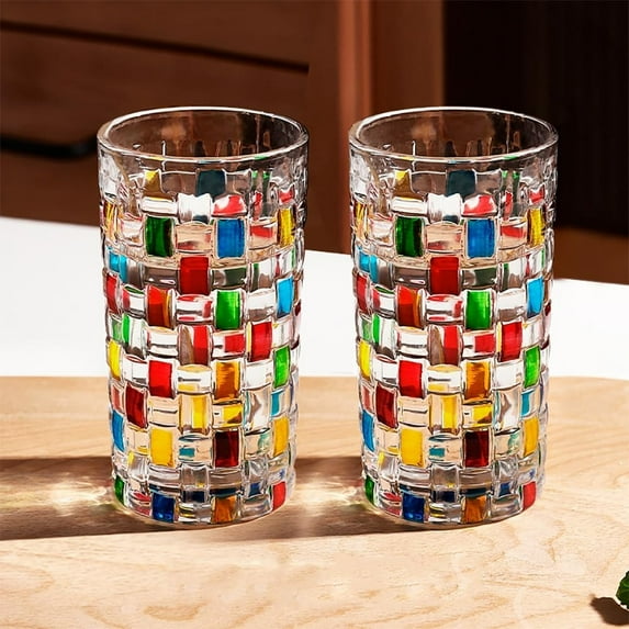 Colorful Drinking Glasses, Hand Painted Colored Water Glasses, Hand ...