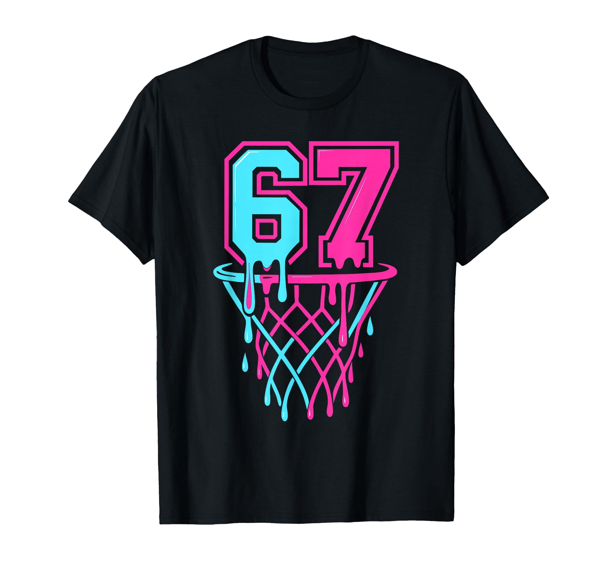 Colorful Drip Basketball Hoop Graphic T-Shirt for Game Day Style ...