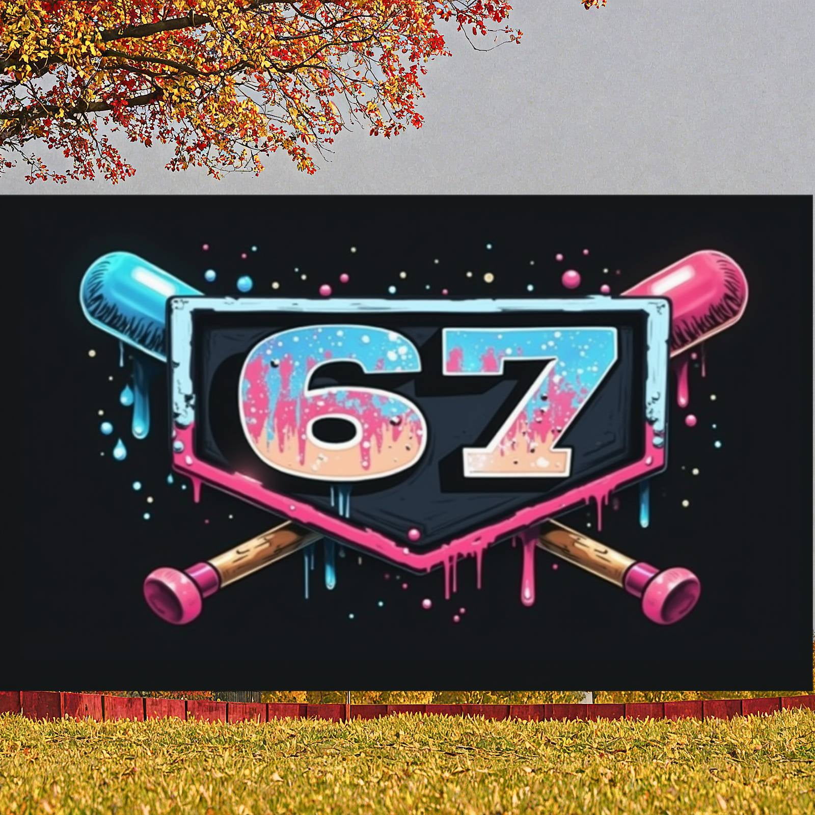 Colorful Drip Design 67th Birthday Banner Baseball Bat Celebration ...