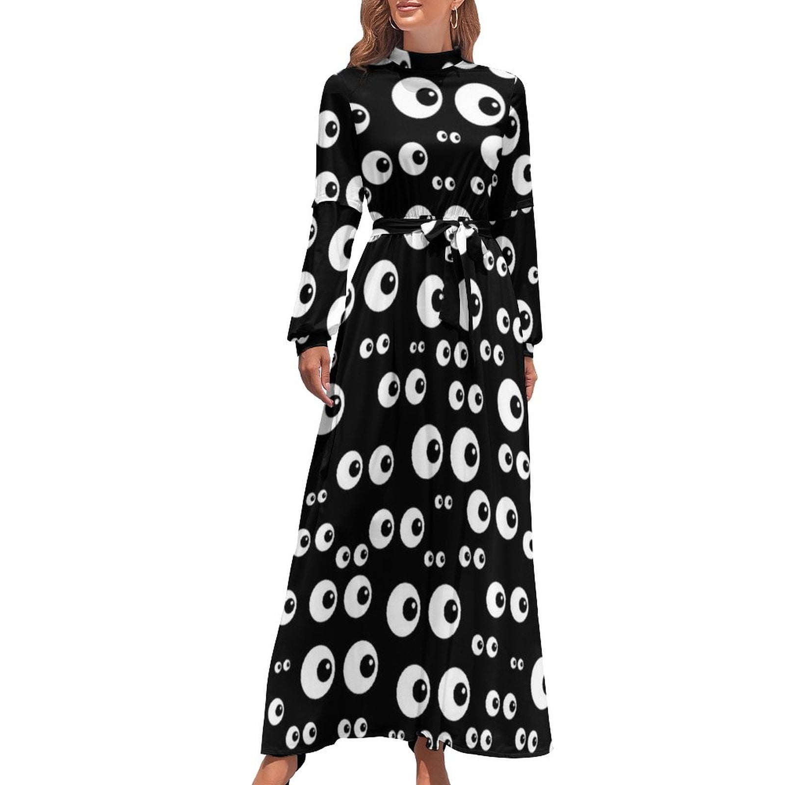 Colorful Dripping Eyes Dress High Waist Eyeball Pattern Boho Beach ...