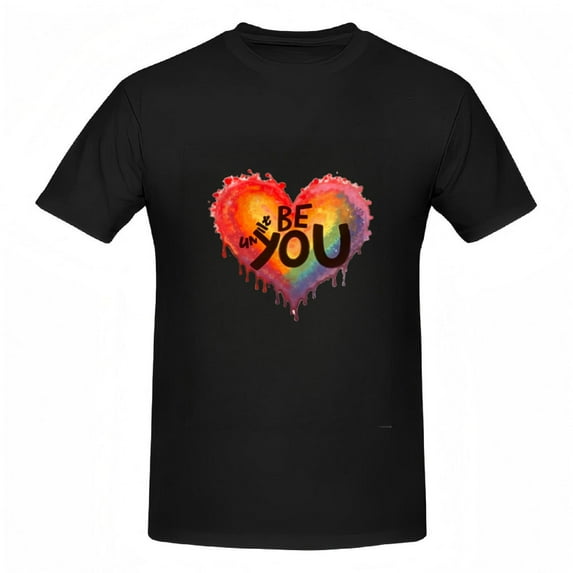 Colorful Dripping Heart Graphic Cotton Short Sleeve T-Shirt for Women ...
