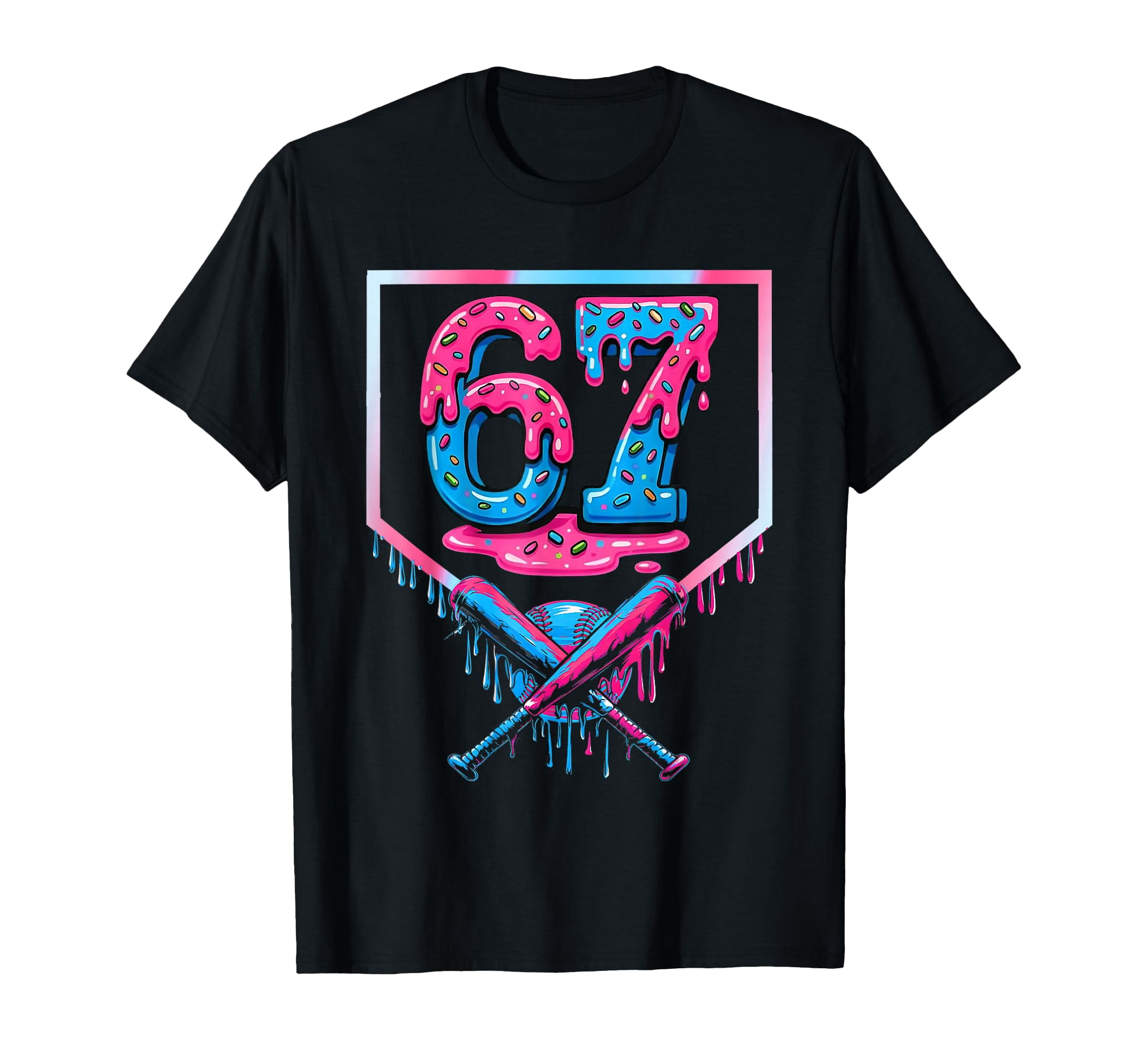 Colorful Dripping Number 67 Baseball T-Shirt for Fun and Casual Wear ...