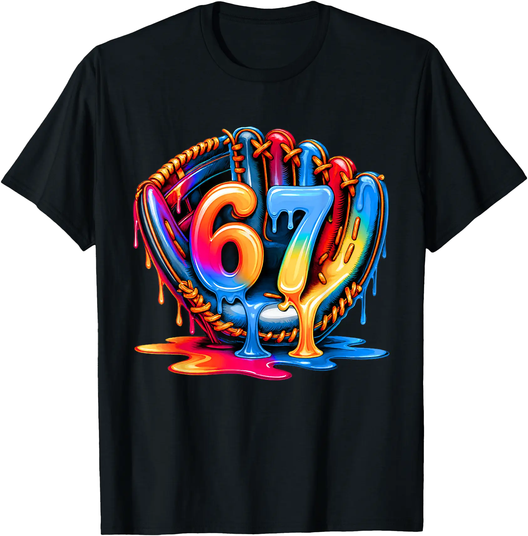 Colorful Dripping Number 67 Baseball T-Shirt for Fun and Stylish Wear ...