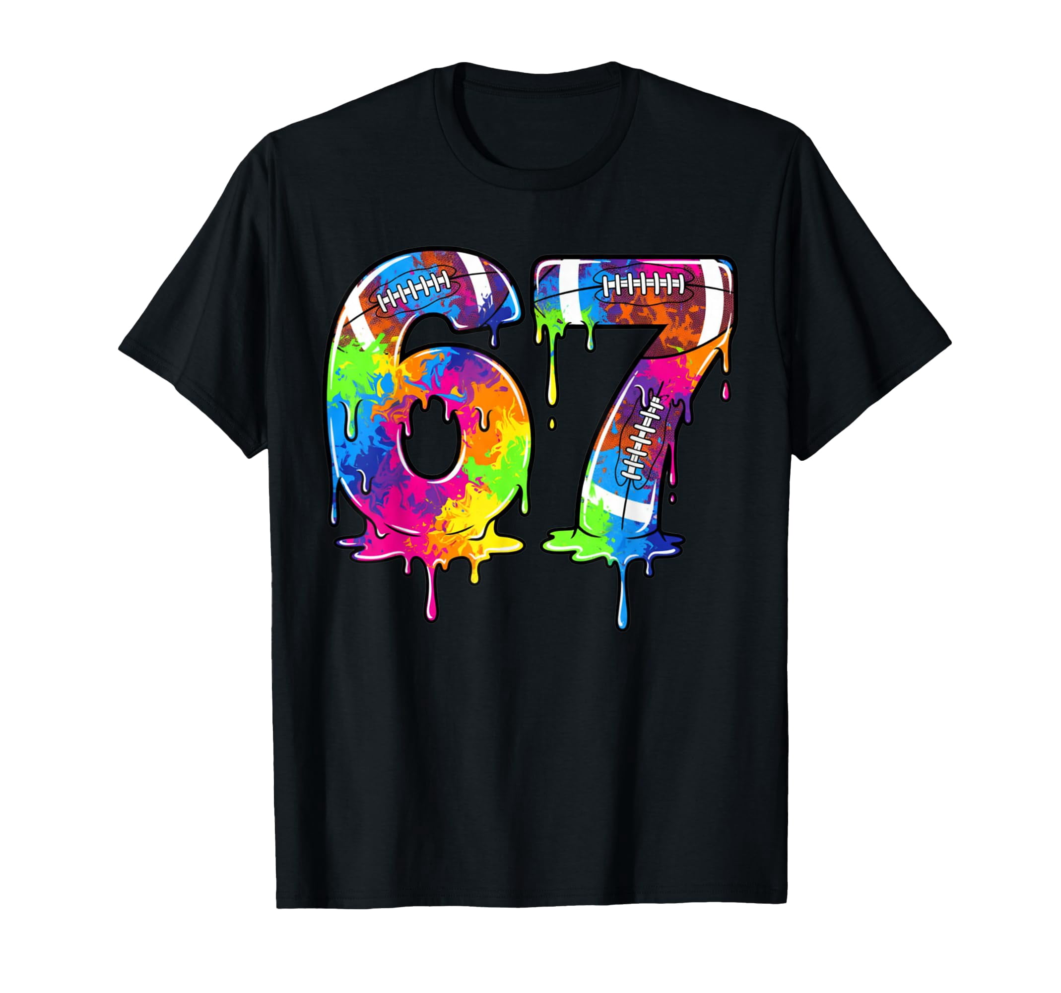 Colorful Dripping Number 67 Football T-Shirt for Fun and Stylish Wear ...
