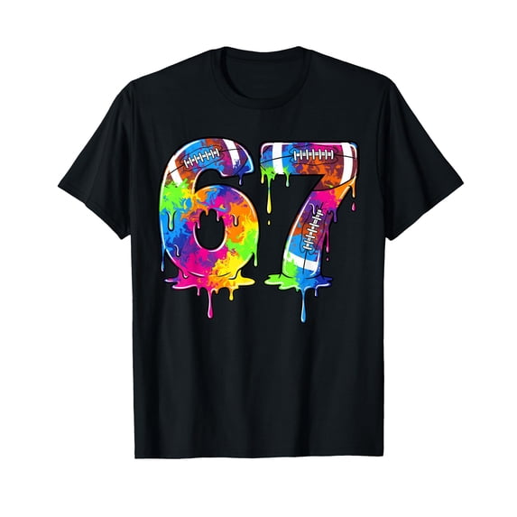 Colorful Dripping Number 67 Football T-Shirt for Fun and Stylish Wear ...