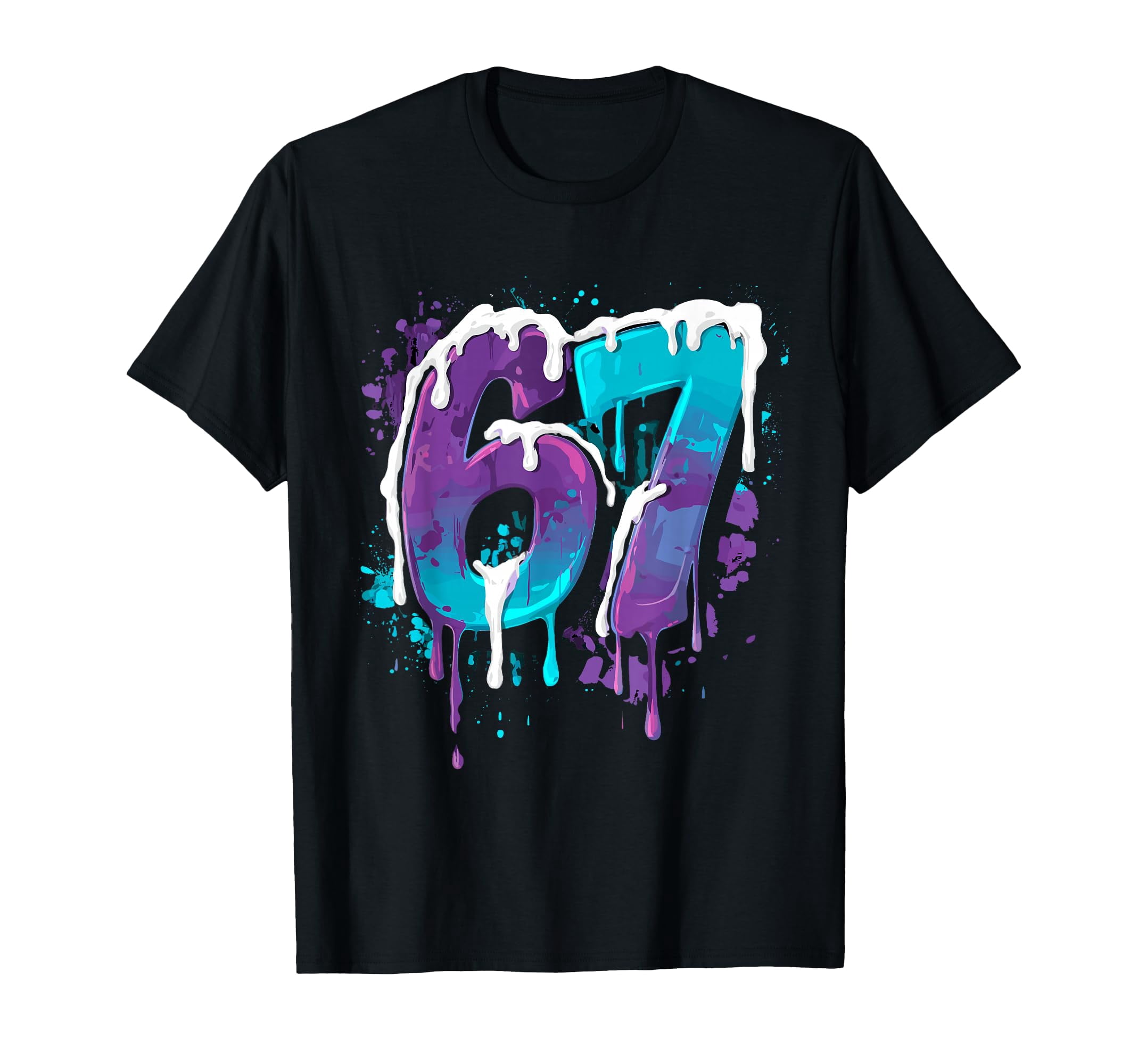 Colorful Dripping Number 67 T-Shirt for 67th Birthday Celebration ...