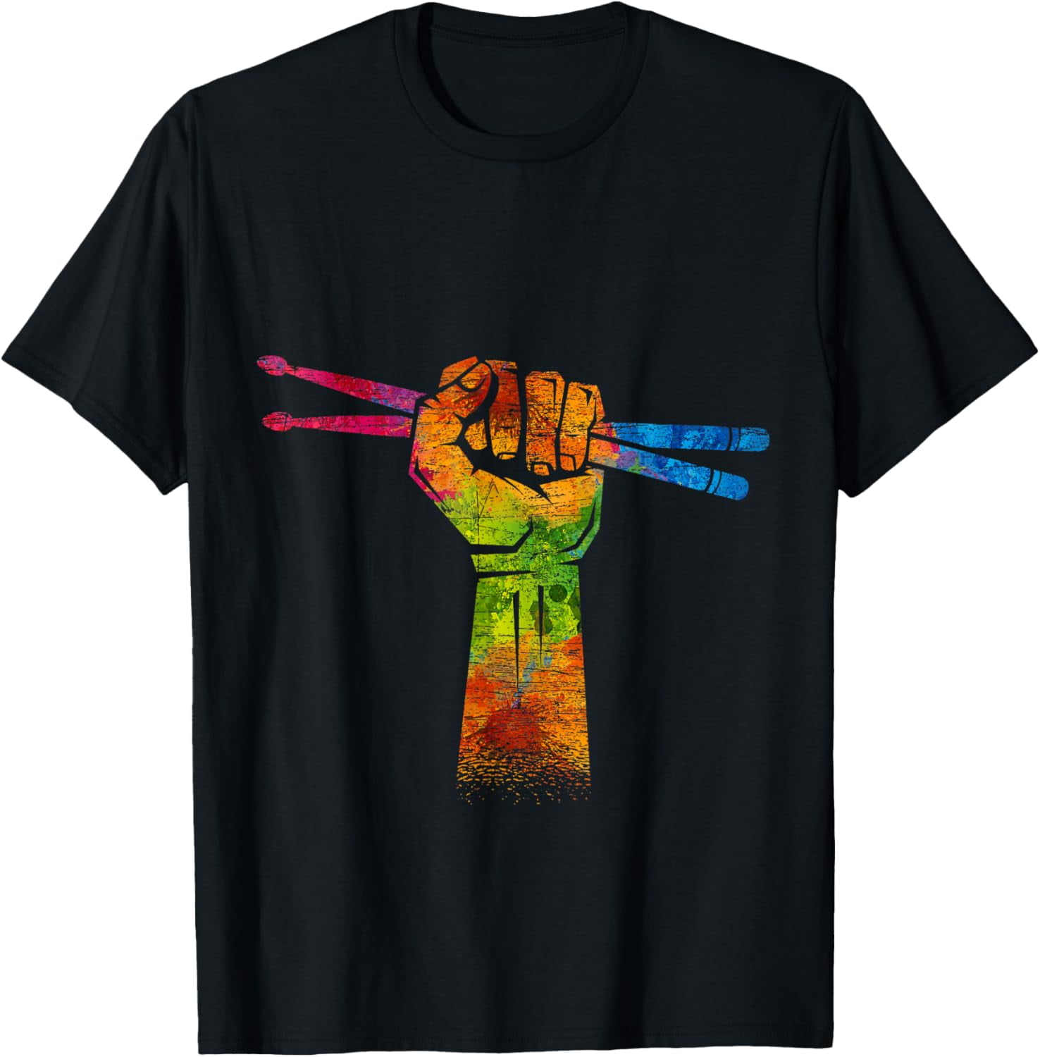 Colorful Drums Fist Drumsticks Percussion Gift Idea Drummer T-Shirt ...