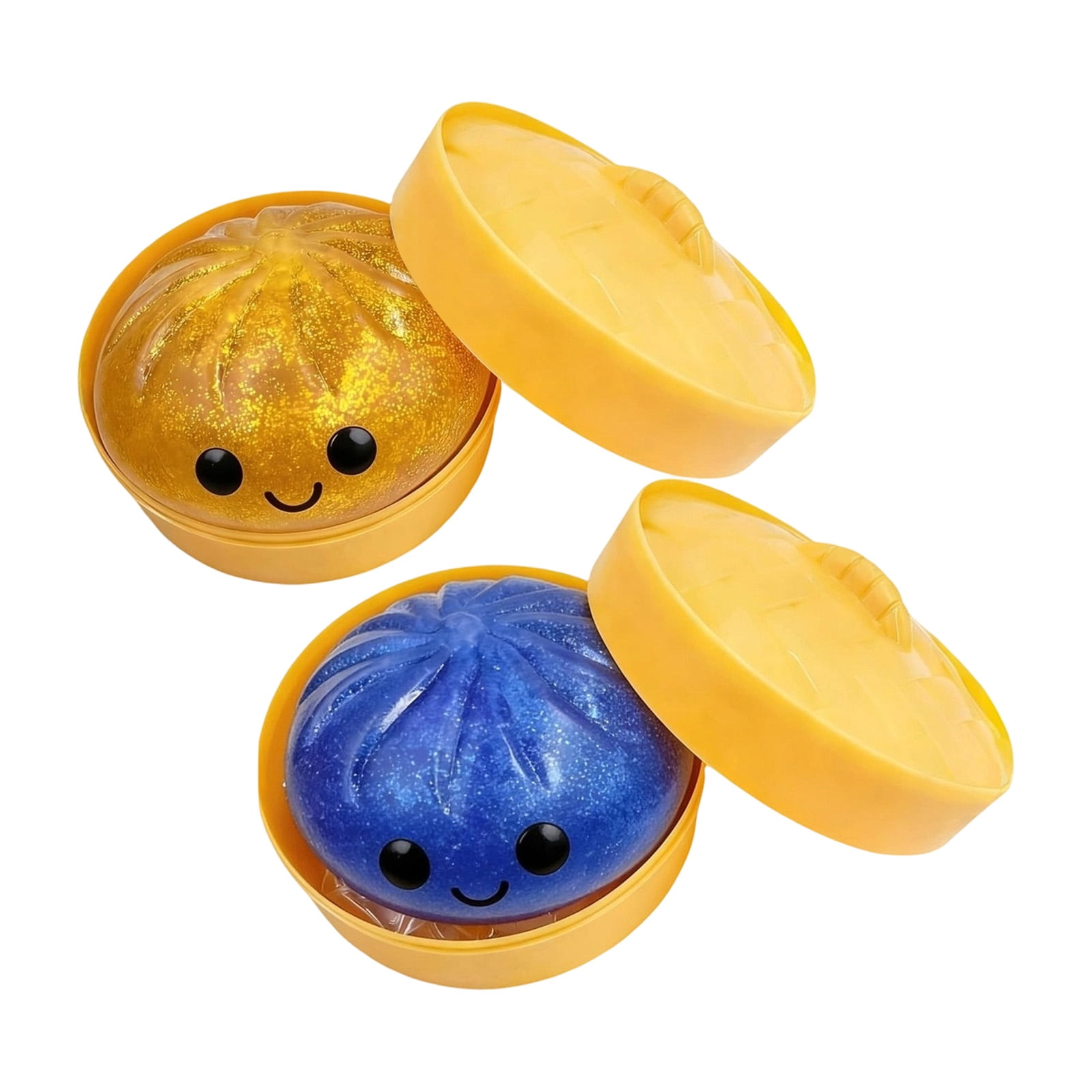 Colorful Dumpling Fidget Toy, Soft Squeeze Dough Ball with Food Steamer ...
