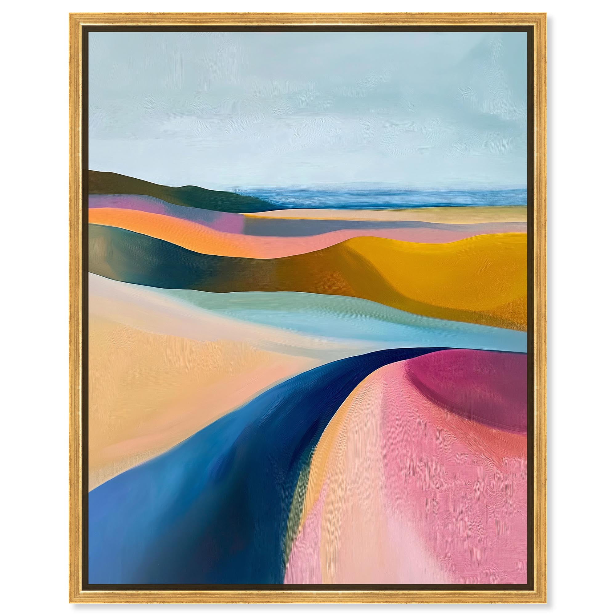 Colorful Dunes I Canvas Colorful Watercolor by Art Remedy, Gold Frame ...