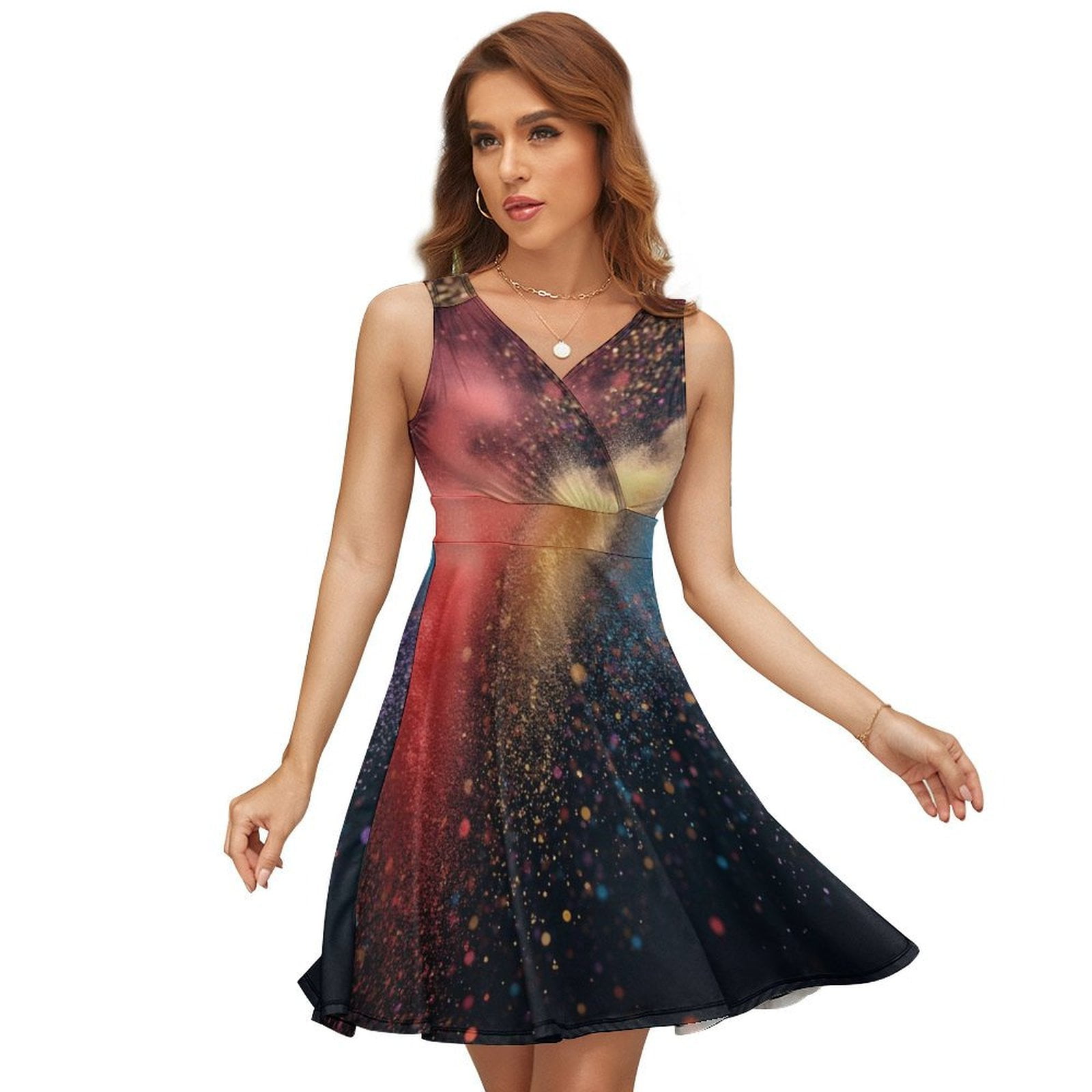 Colorful Dust Explosion Texture Dress Fashion Beach Long Dresses Female ...