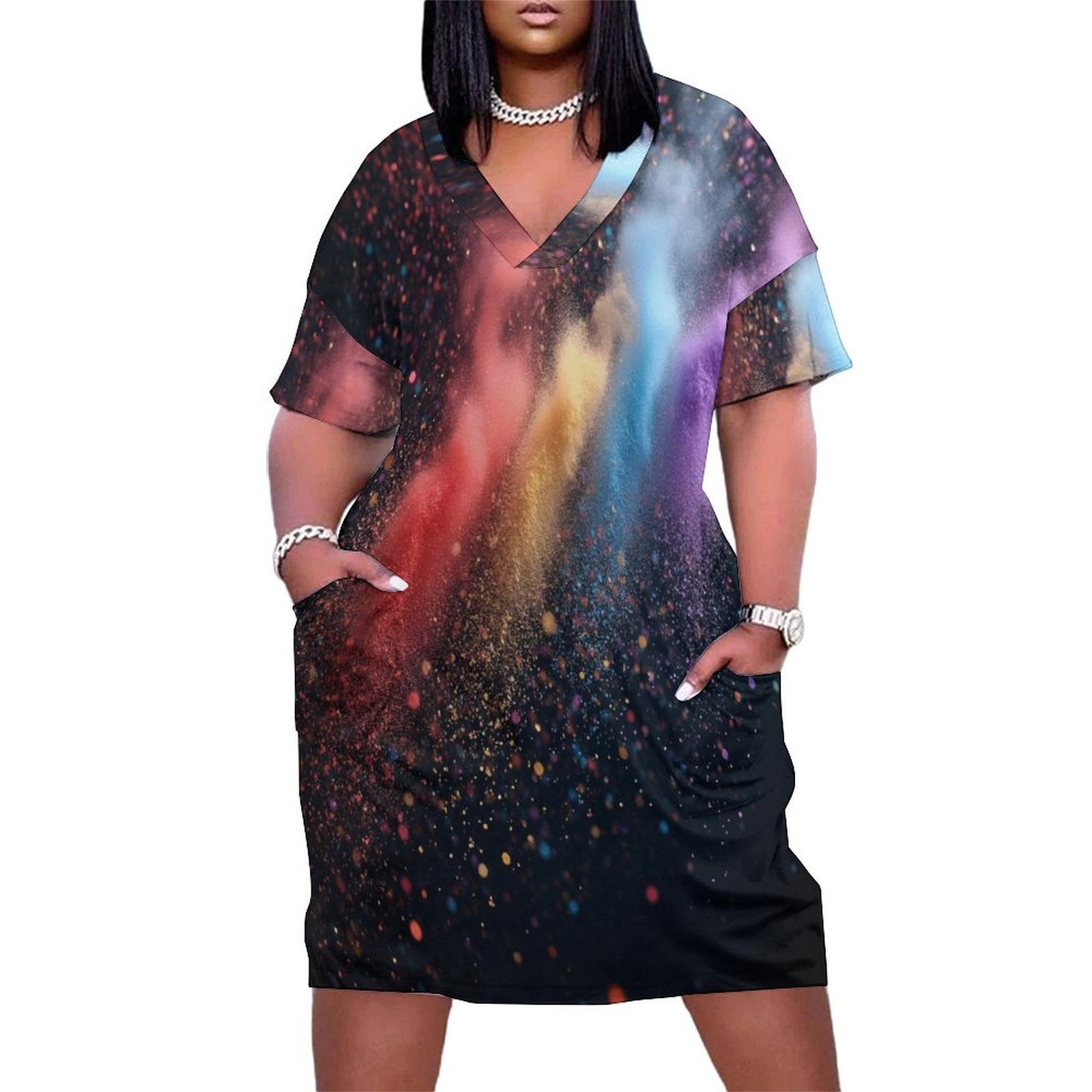 Colorful Dust Explosion Texture Loose Pocket Dress Dresses Summer ...