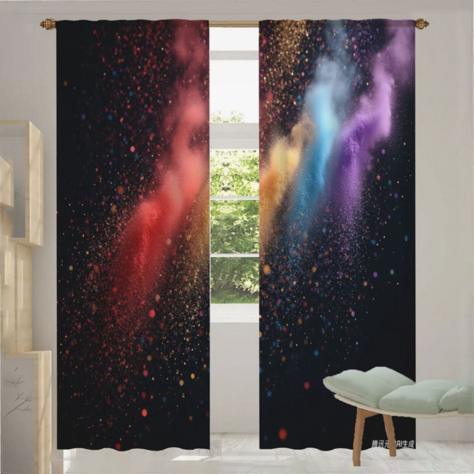 Colorful Dust Explosion Texture Sheer Window Curtains for Living Room ...