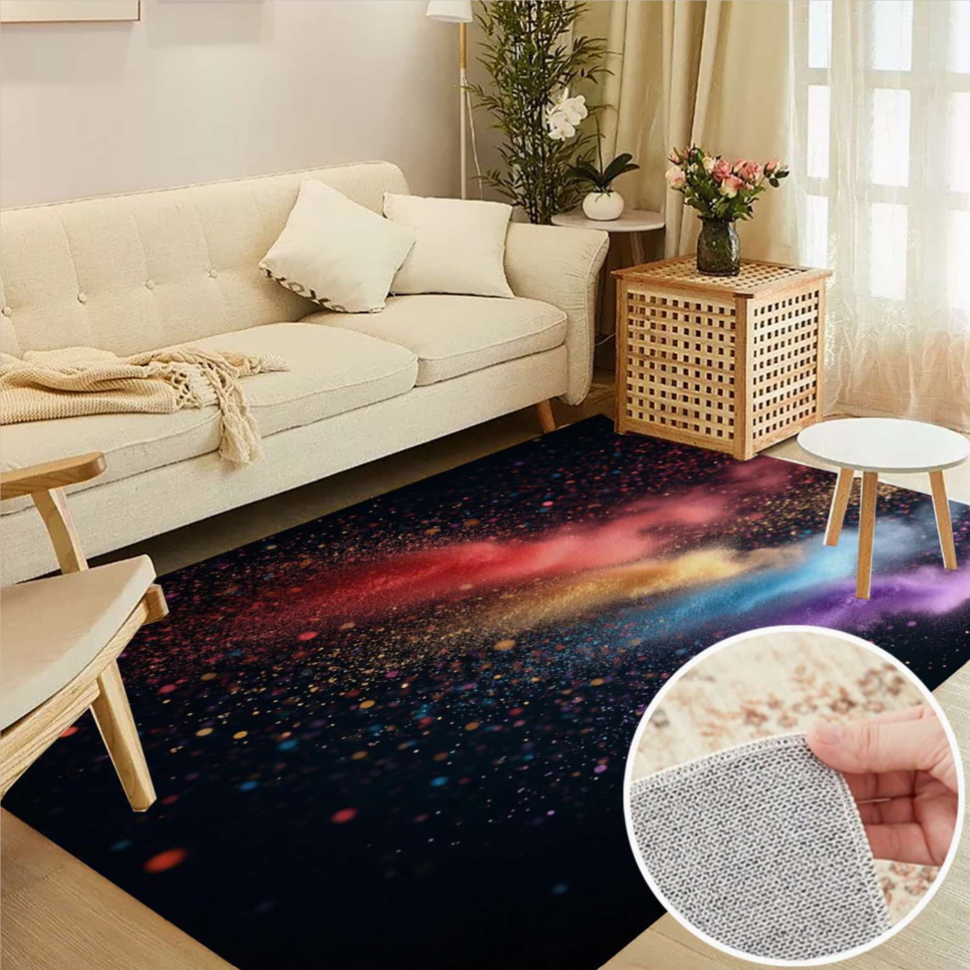 Colorful Dust Explosion Texture Soft Large Area Rugs Washable Rug With ...