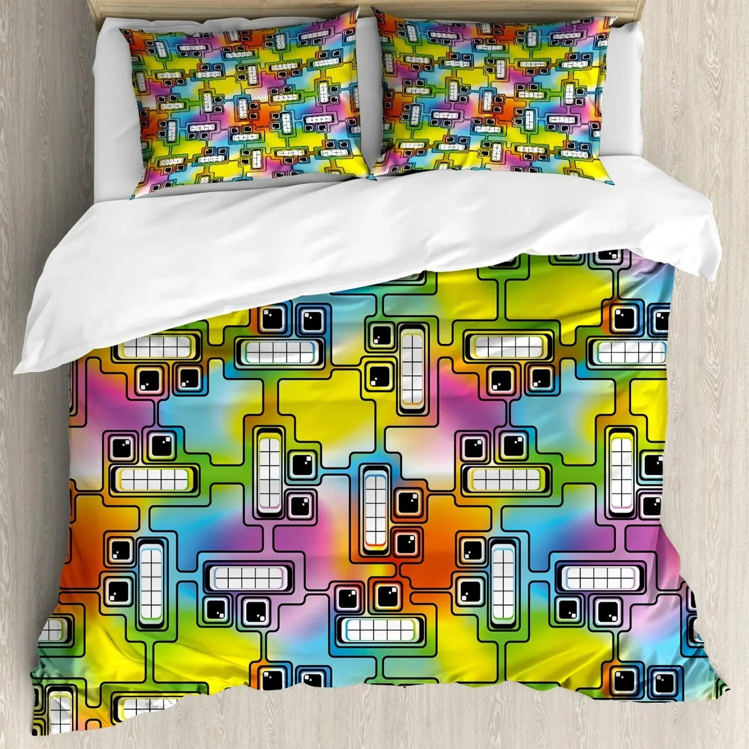 Colorful Duvet Cover Funky Curly Detailed Doodles Tangled Trippy ...