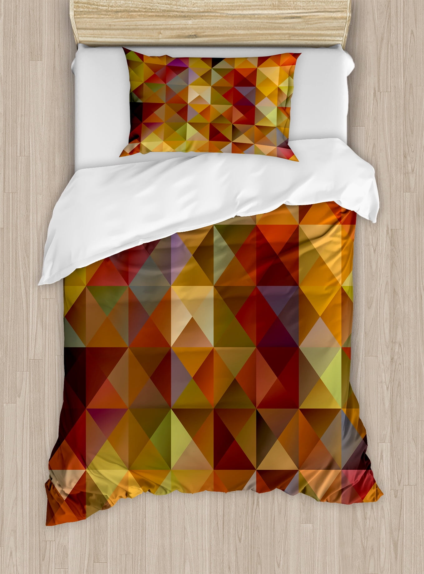 Colorful Duvet Cover Set, Abstract Art Grid Mosaic Geometric Creative ...