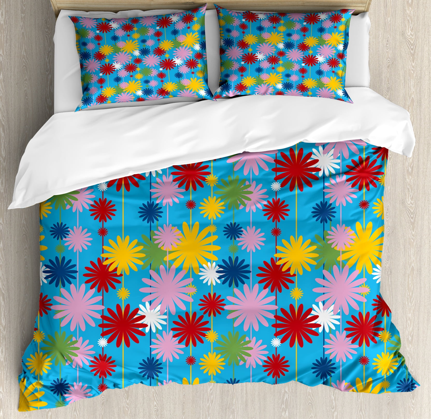 Colorful Duvet Cover Set, Abstract Design Repetitive Pattern of Surreal ...