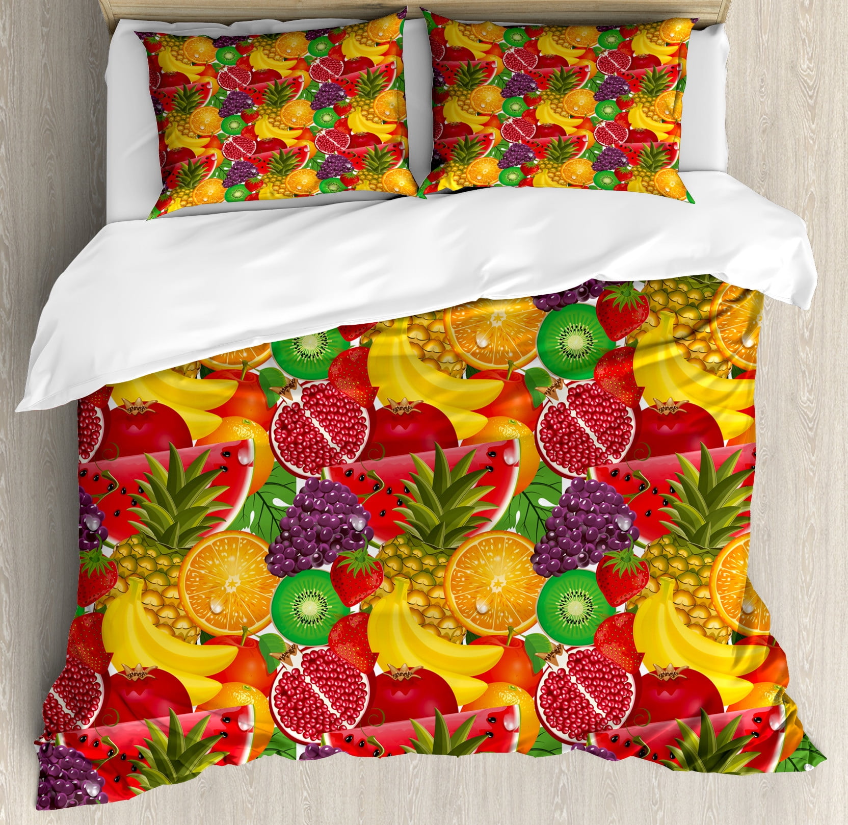 Colorful Duvet Cover Set, Exotic Tropical Fresh Ripe Juicy Fruits ...