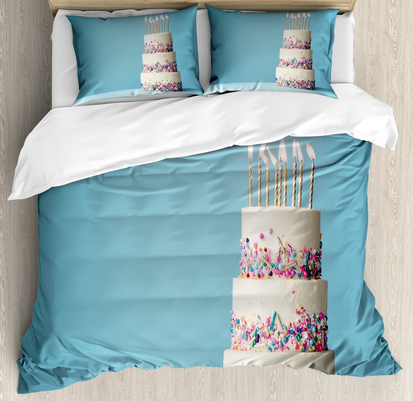 Colorful Duvet Cover Set, Happy Colored Sprinkles and Candles on ...