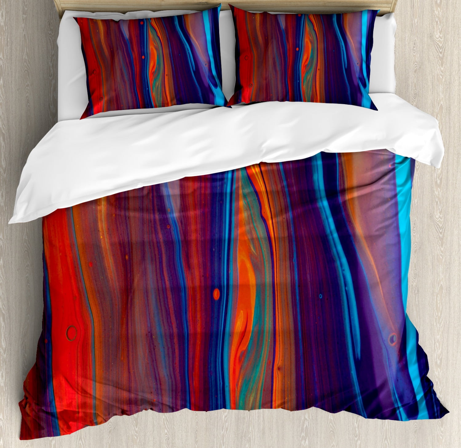 Colorful Duvet Cover Set King Size, Close up of Oil Painting Design ...