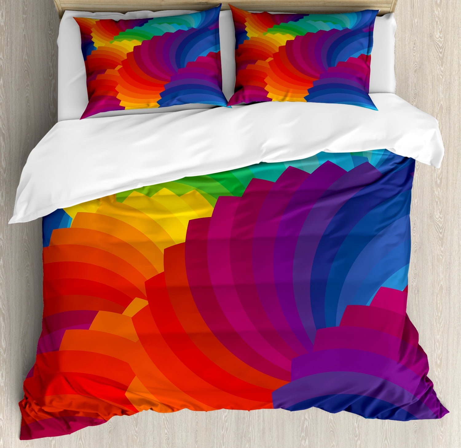Colorful Duvet Cover Set King Size, Modern Gradient Dash Sea Shell ...