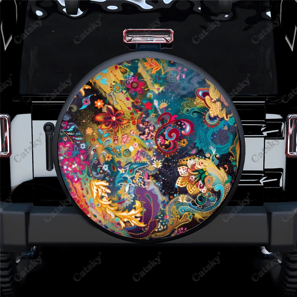 Colorful Dynamic Shapes Polyester Universal Spare Wheel Tire Cover ...