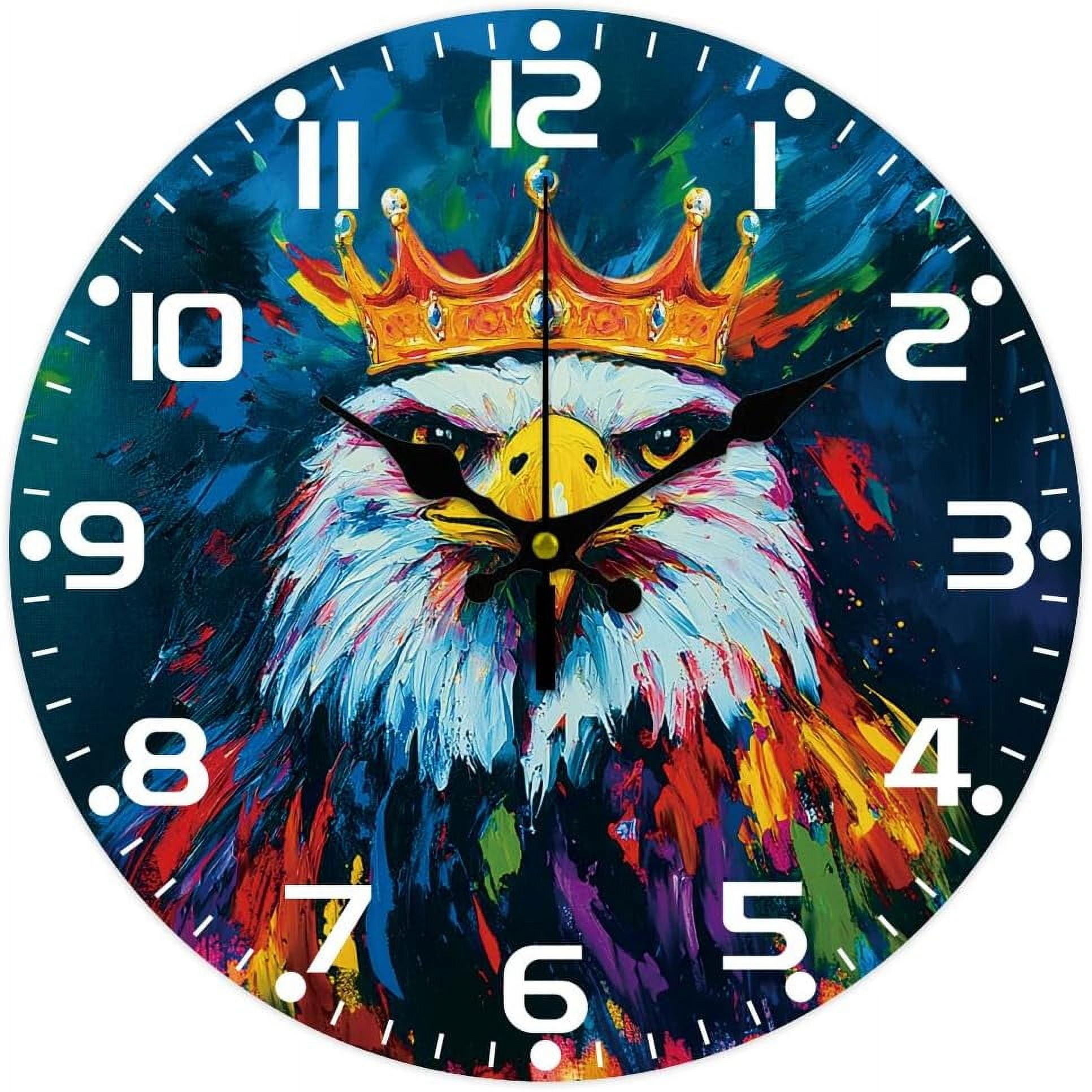 Colorful Eagle with Wall Clock 12 Inch Battery Operated Wall Clocks ...