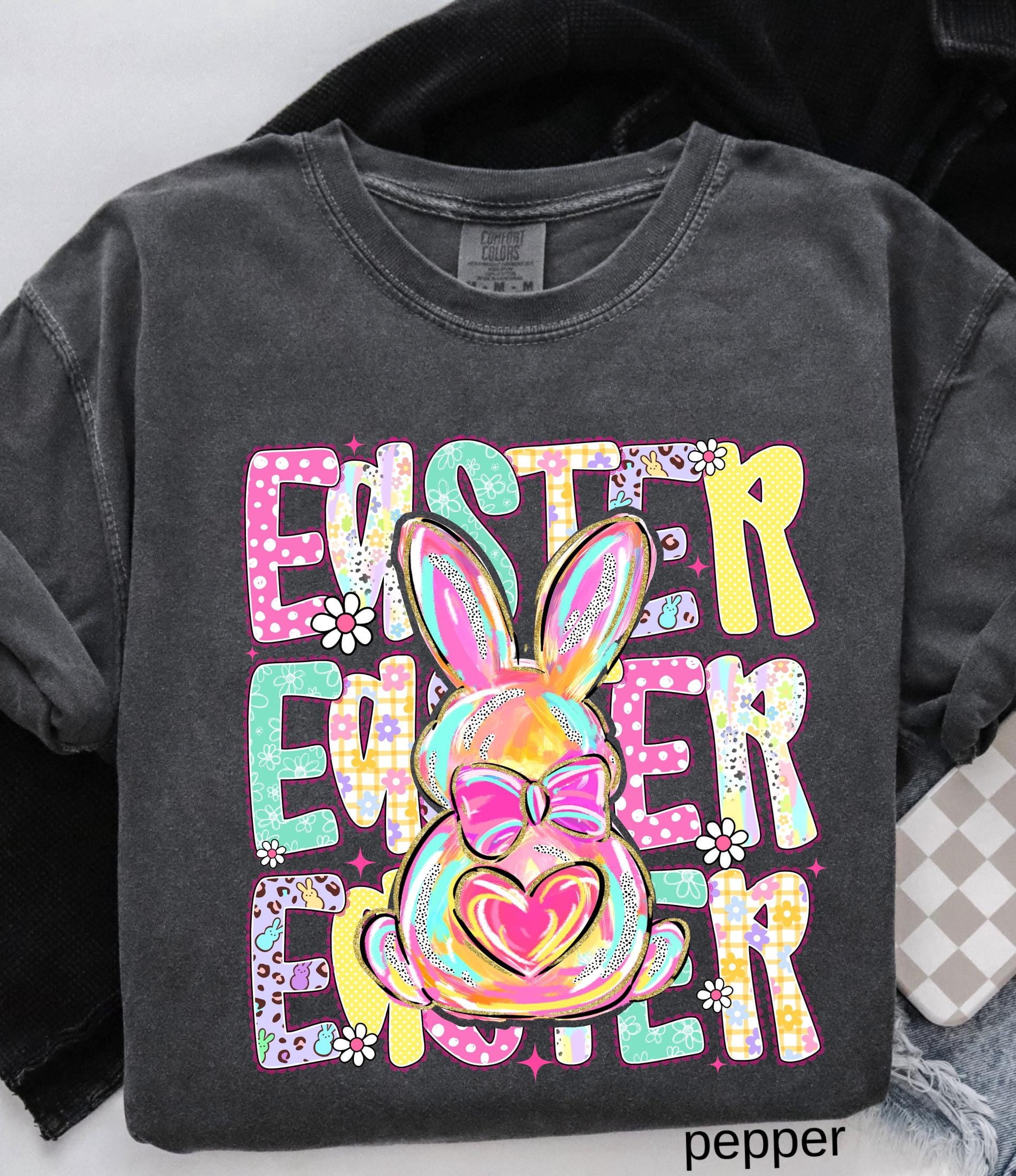 Colorful Easter Bunny Design Comfort Colors Shirt for Festive Spring ...