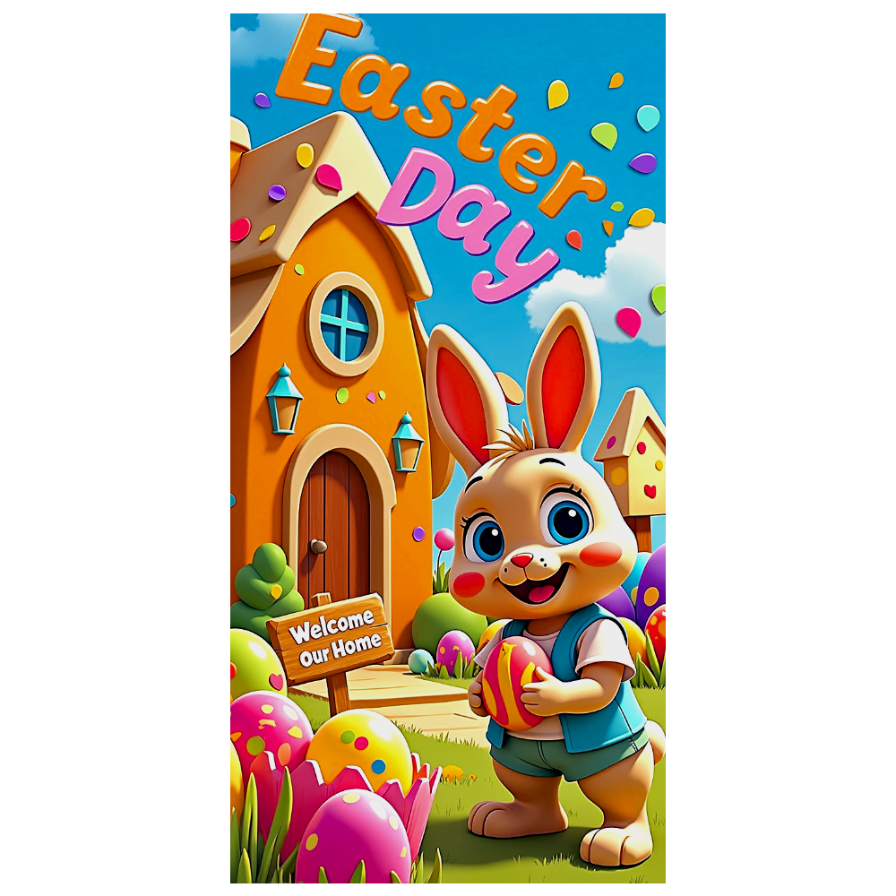 Colorful Easter Bunny Themed Backdrop Banner Party Decorations for ...