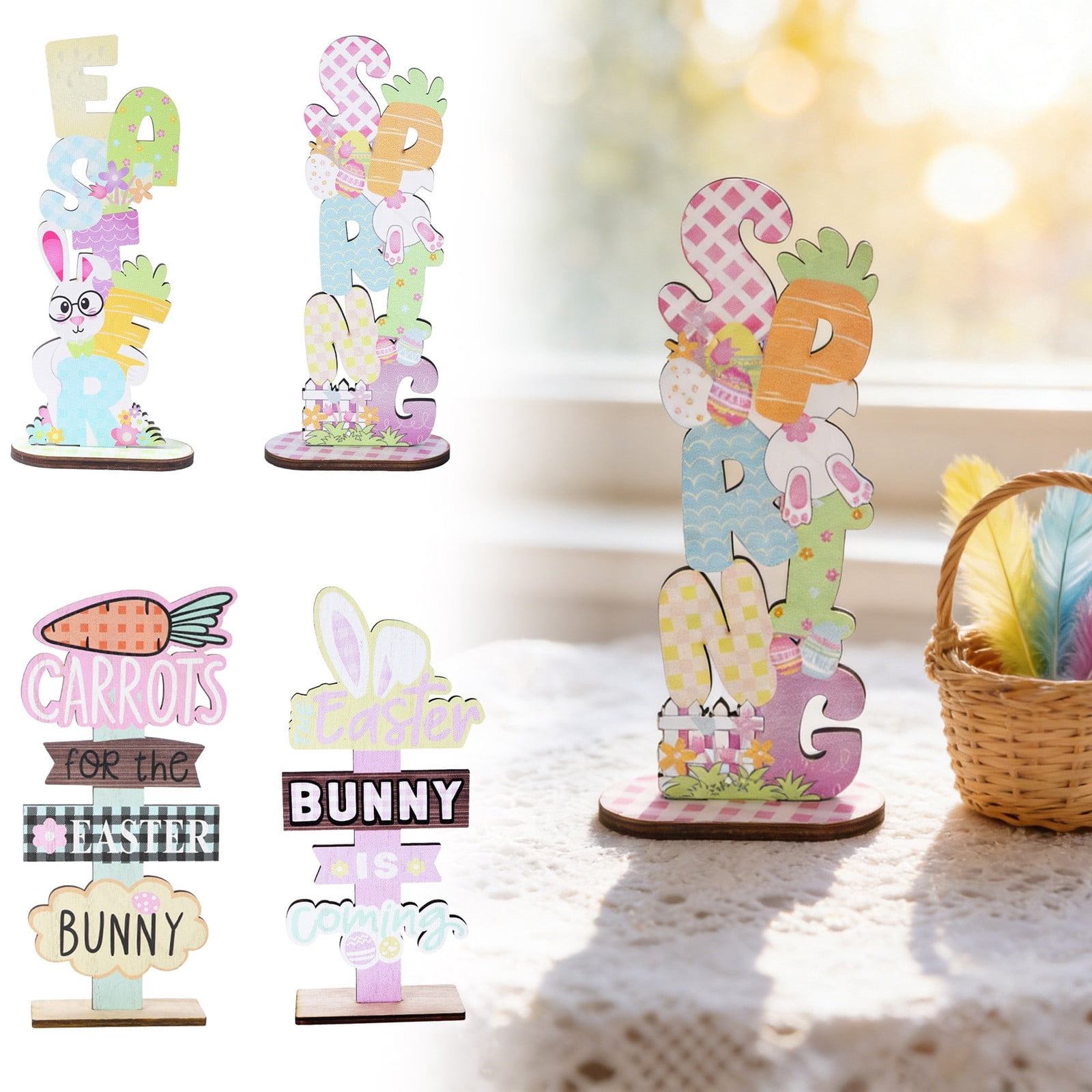 Colorful Easter Day Wooden Home Decoration, Happy Easter Wooden ...