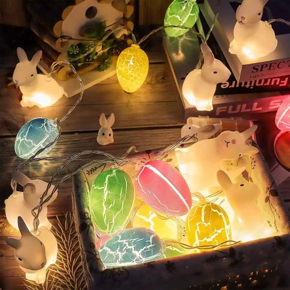 Colorful Easter Egg Lights, LED Cracked Bunny & Egg String Lights ...