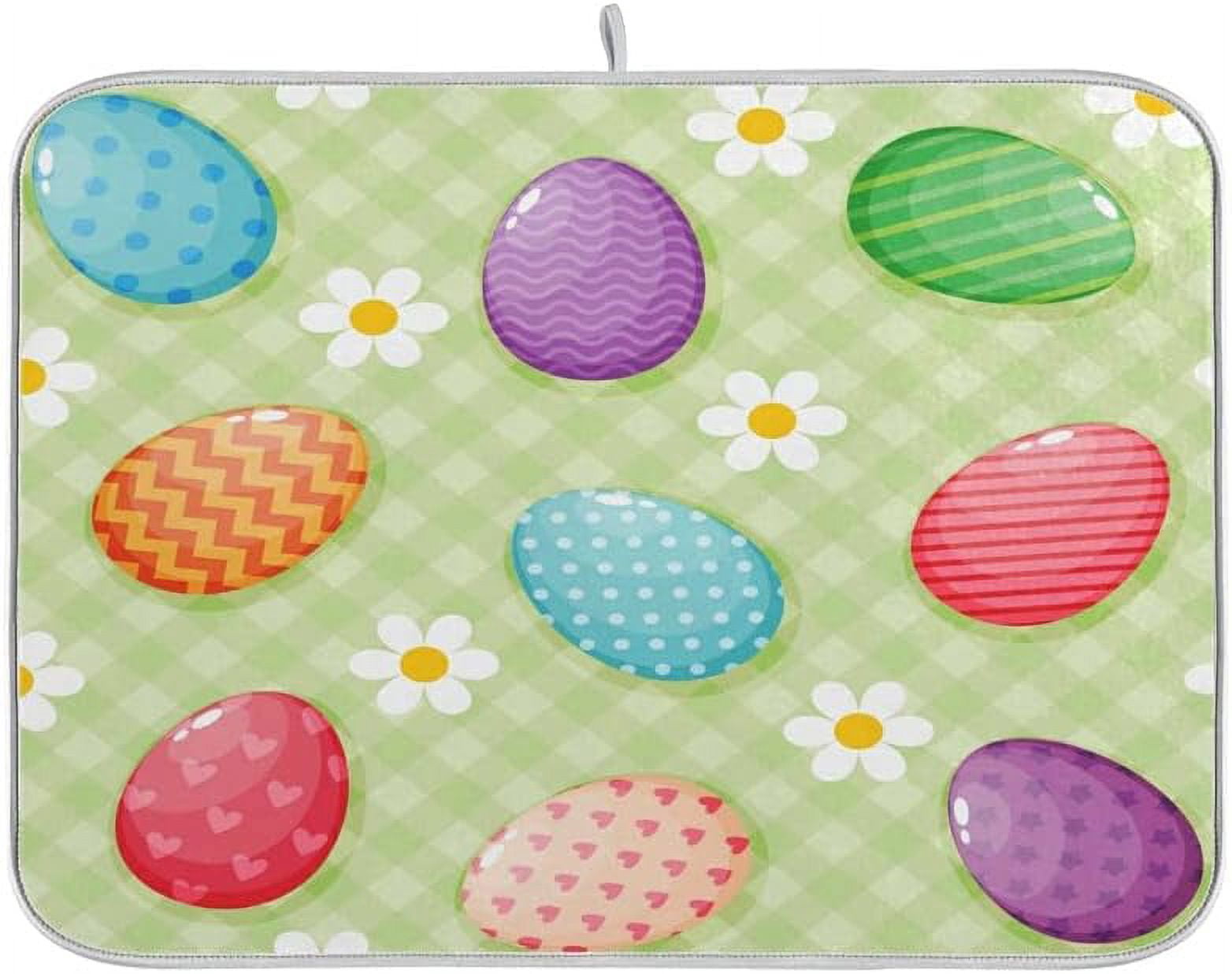 Colorful Easter Eggs Dish Drying Mat 16 x 18 for Kitchen Counter Decor ...