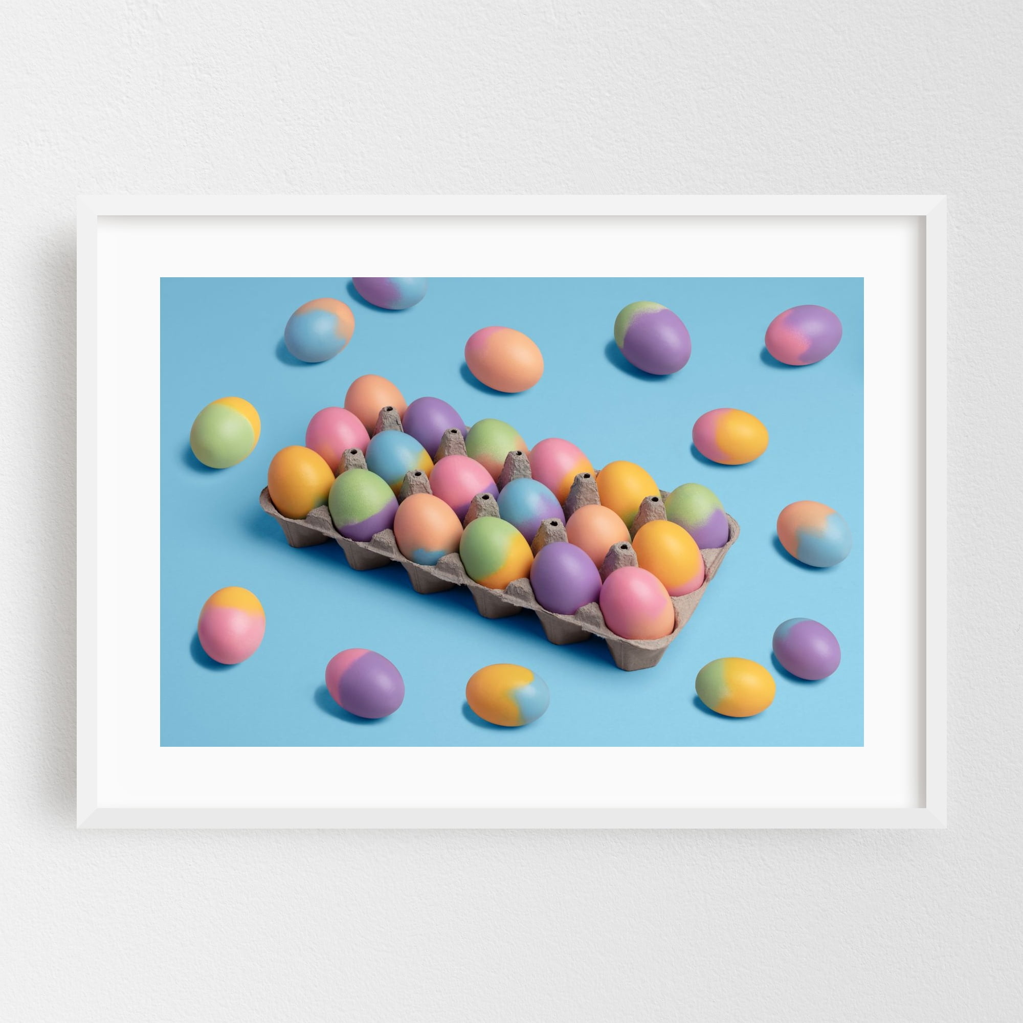 Colorful Easter Eggs - Photography Pastel Minimalist White Framed Wall ...