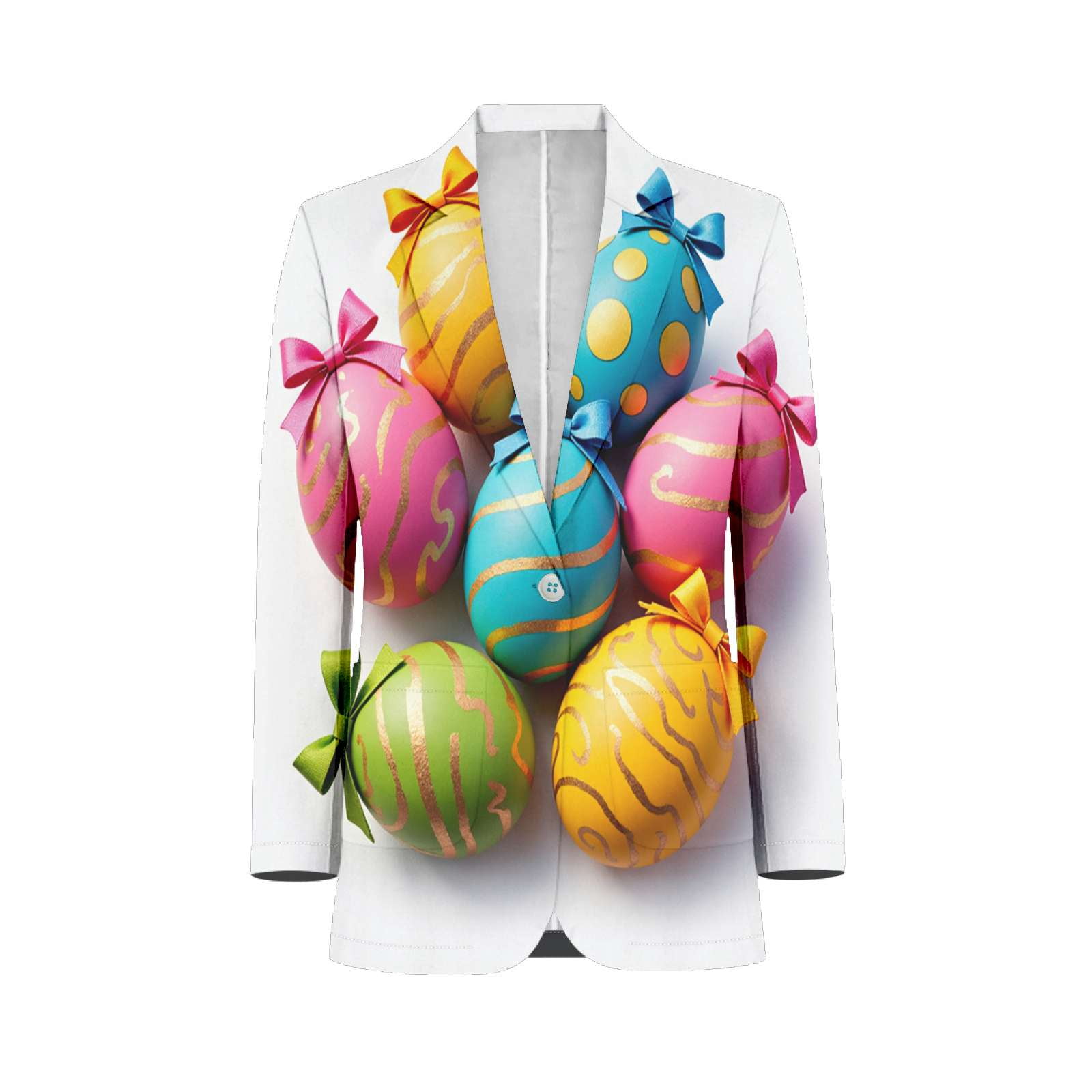 Colorful Easter Eggs With Bows Mens Suits Shawl Collar Slim Fit Suit ...