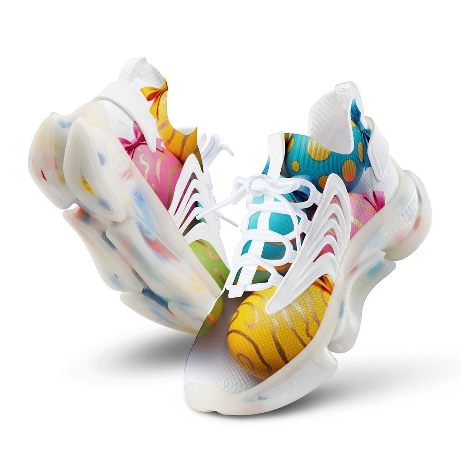 Colorful Easter Eggs with Bows Walking Shoes for Men Woman Lightweight ...