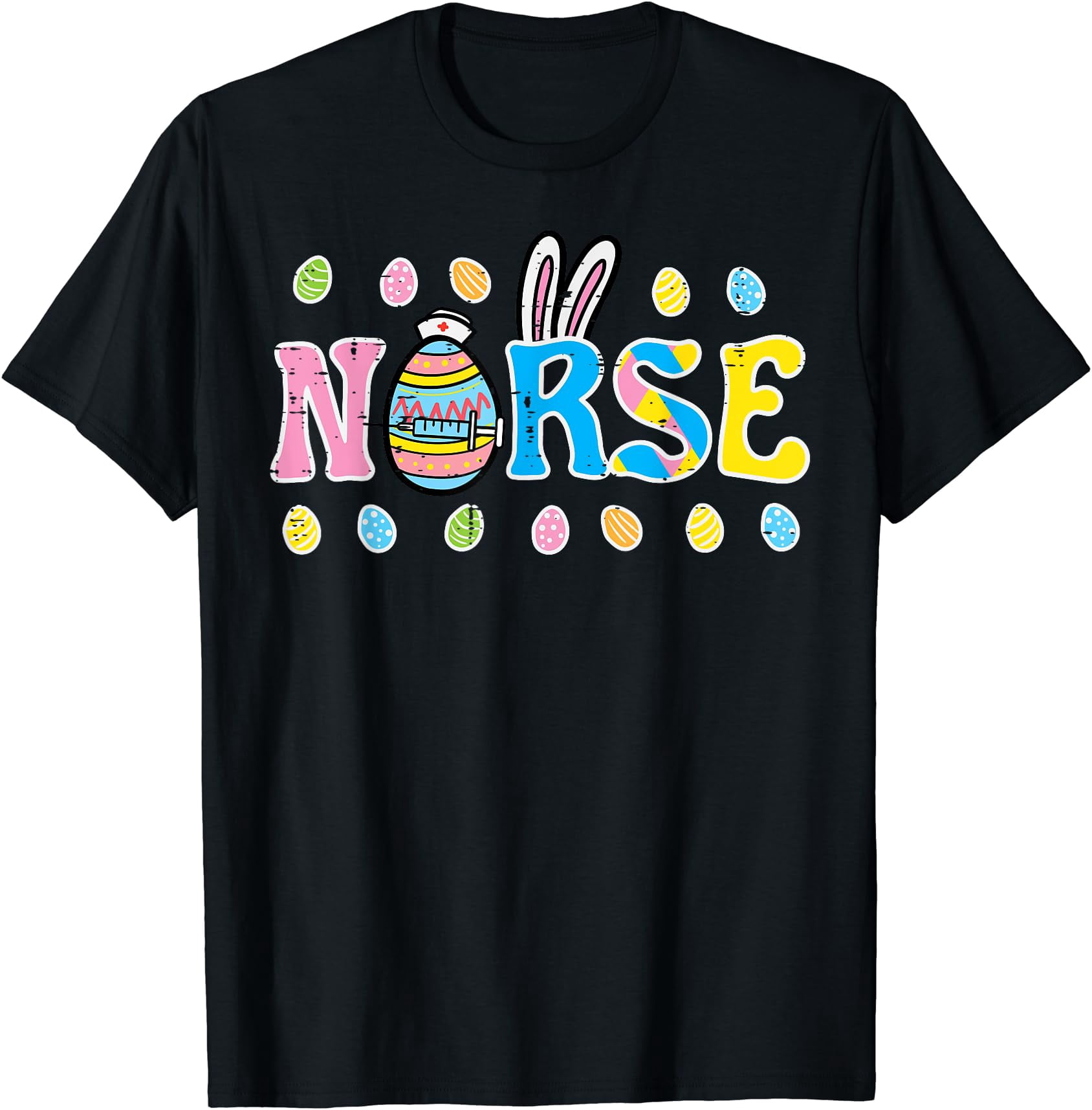 Colorful Easter Nurse Eggs ER ICU RN CNA Nursing Scrub Top T-Shirt for ...