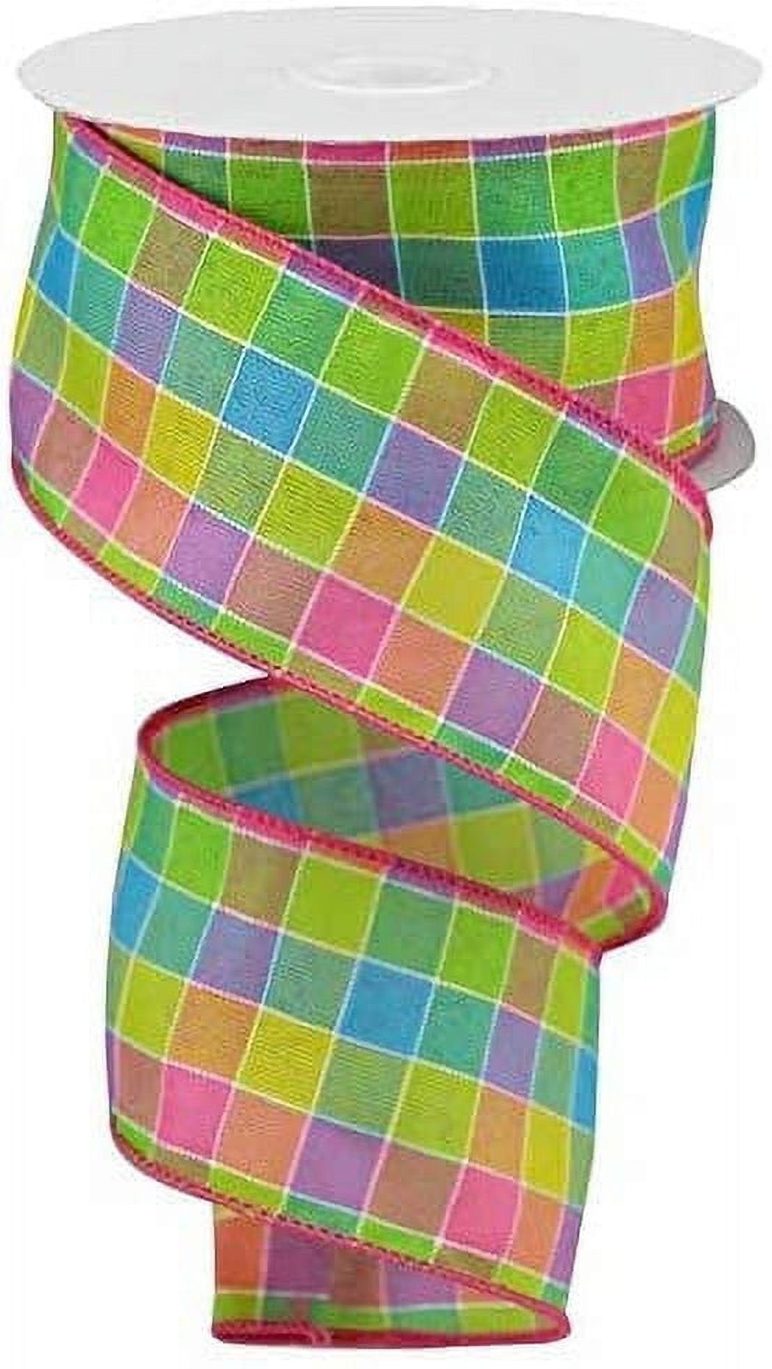 "Colorful Easter Plaid Wired Ribbon - 2 1/2"" x 10 Yards for Holiday ...