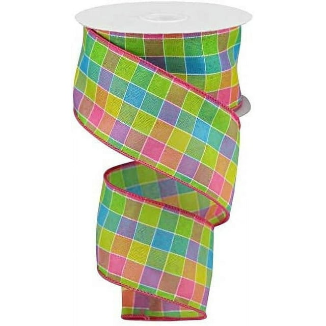 "Colorful Easter Plaid Wired Ribbon - 2 1/2"" x 10 Yards for Holiday ...