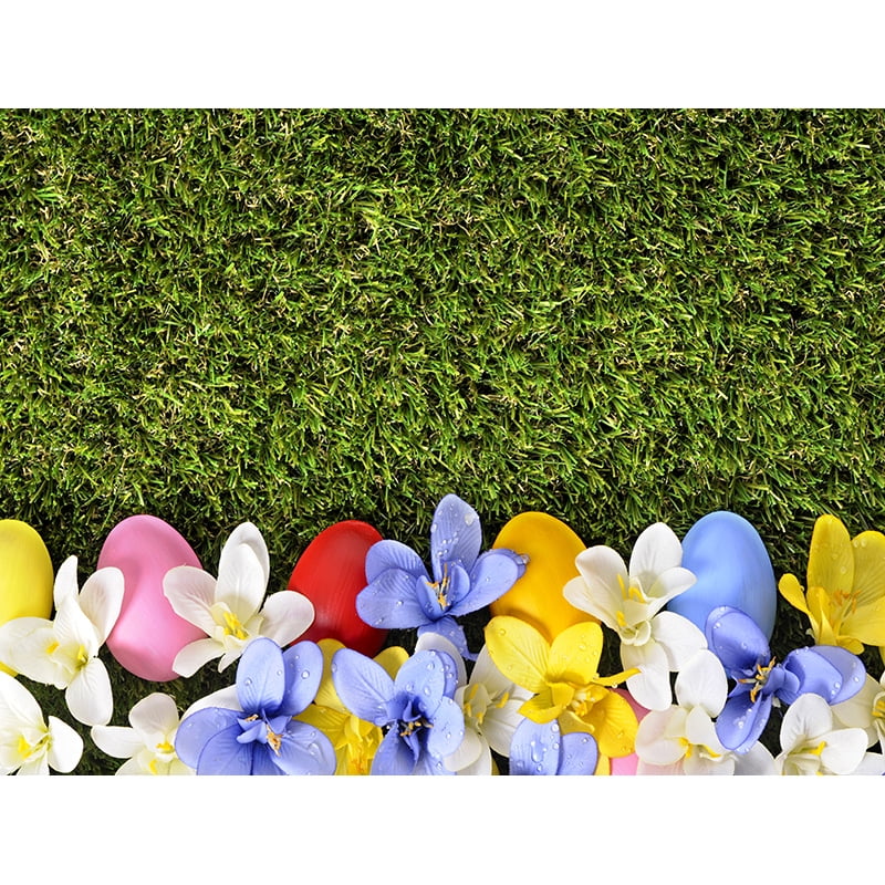 Colorful Easter Scene Background Spring Eggs And The Cute Rabbits On ...