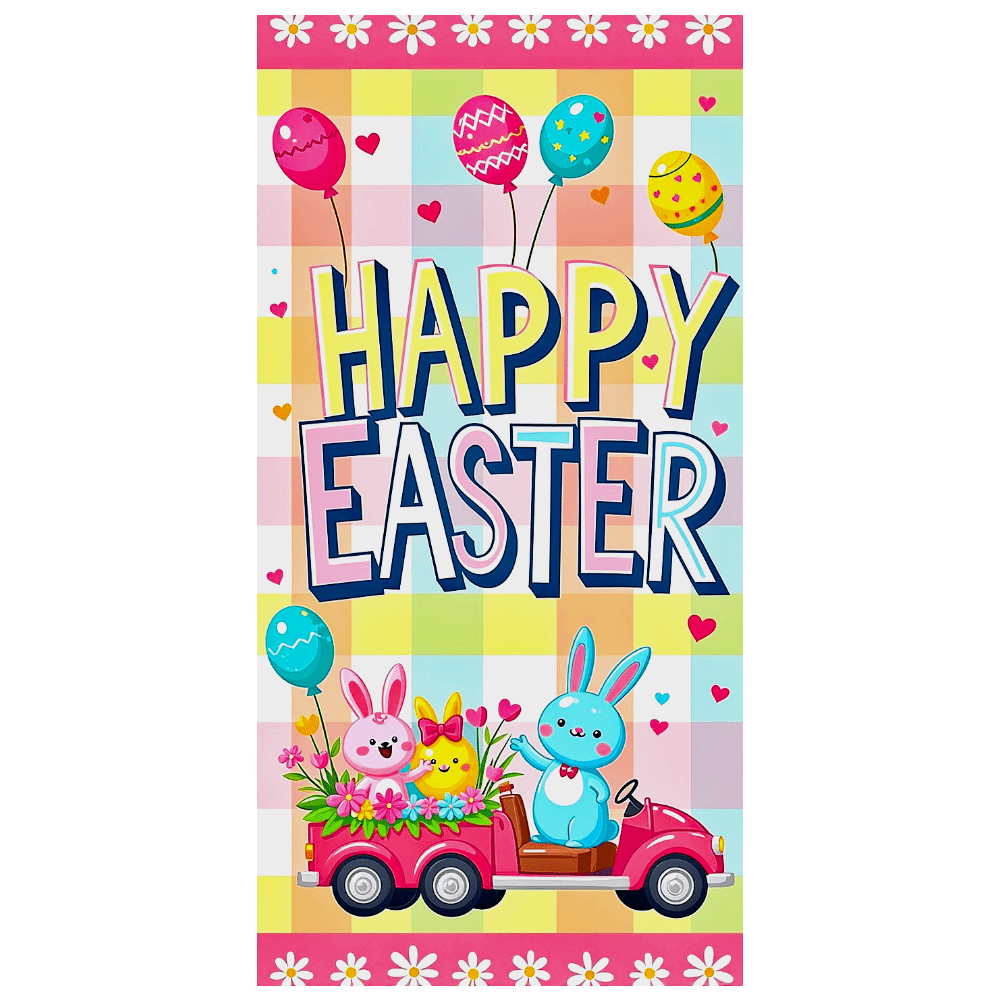 Colorful Easter Themed Banner with Bunny Eggs Car Decor Party Supplies ...