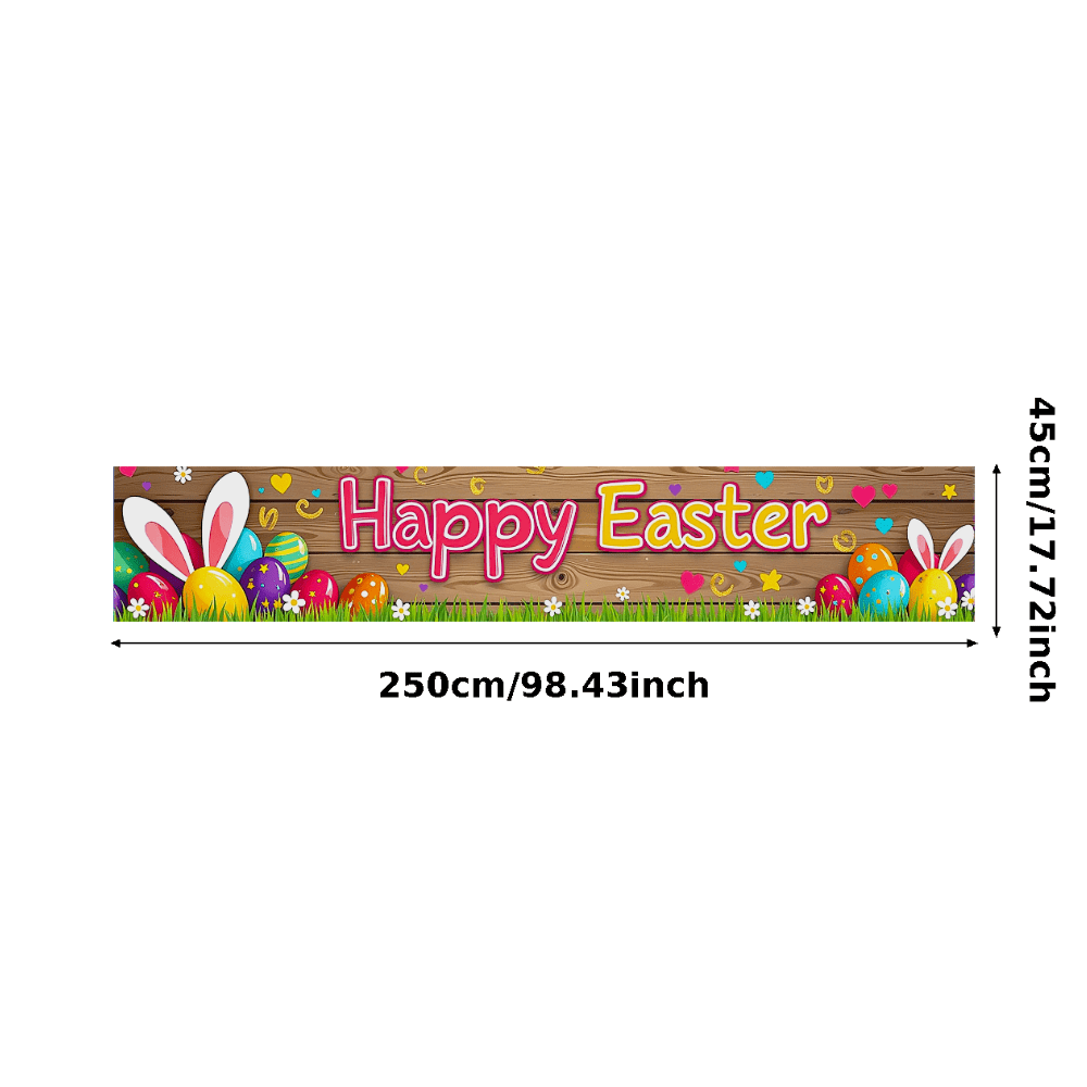 Colorful Easter Themed Banner with Bunny Eggs Flowers, Happy Easter ...