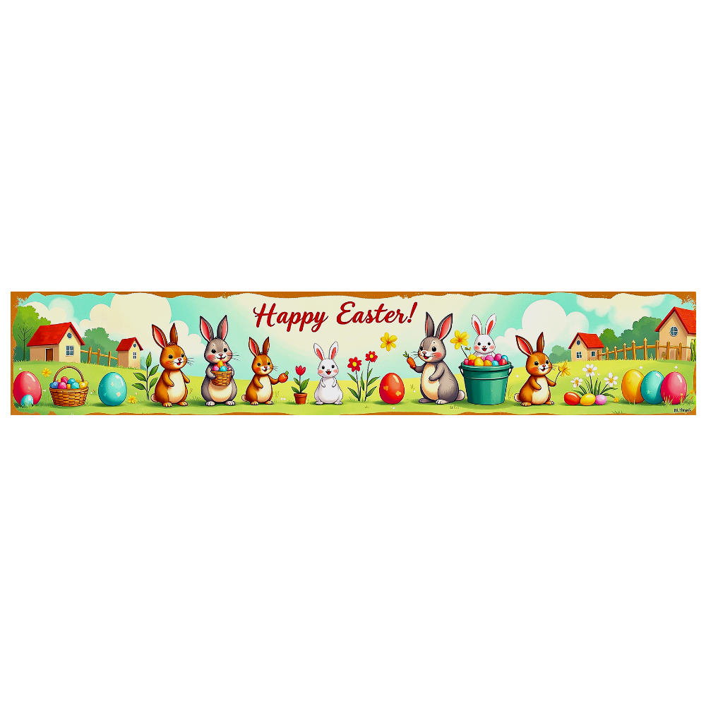 Colorful Easter Themed Bunny Egg Banner Happy Easter Background Party ...