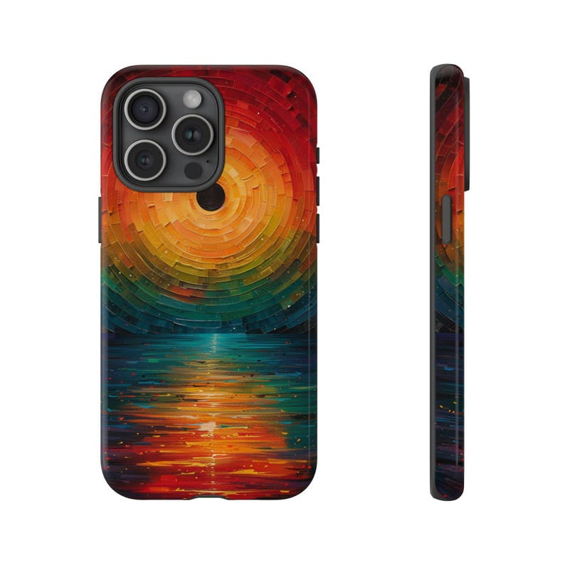 Colorful Eclipse Circle Sunset Pattern Abstract Artwork Phone Case with ...