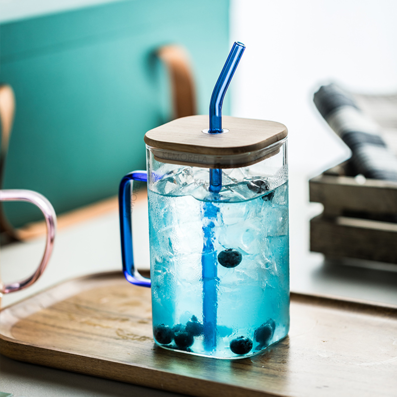 Colorful Eco-Friendly Glass Cup with Lid and Straw - Vibrant Drinking ...